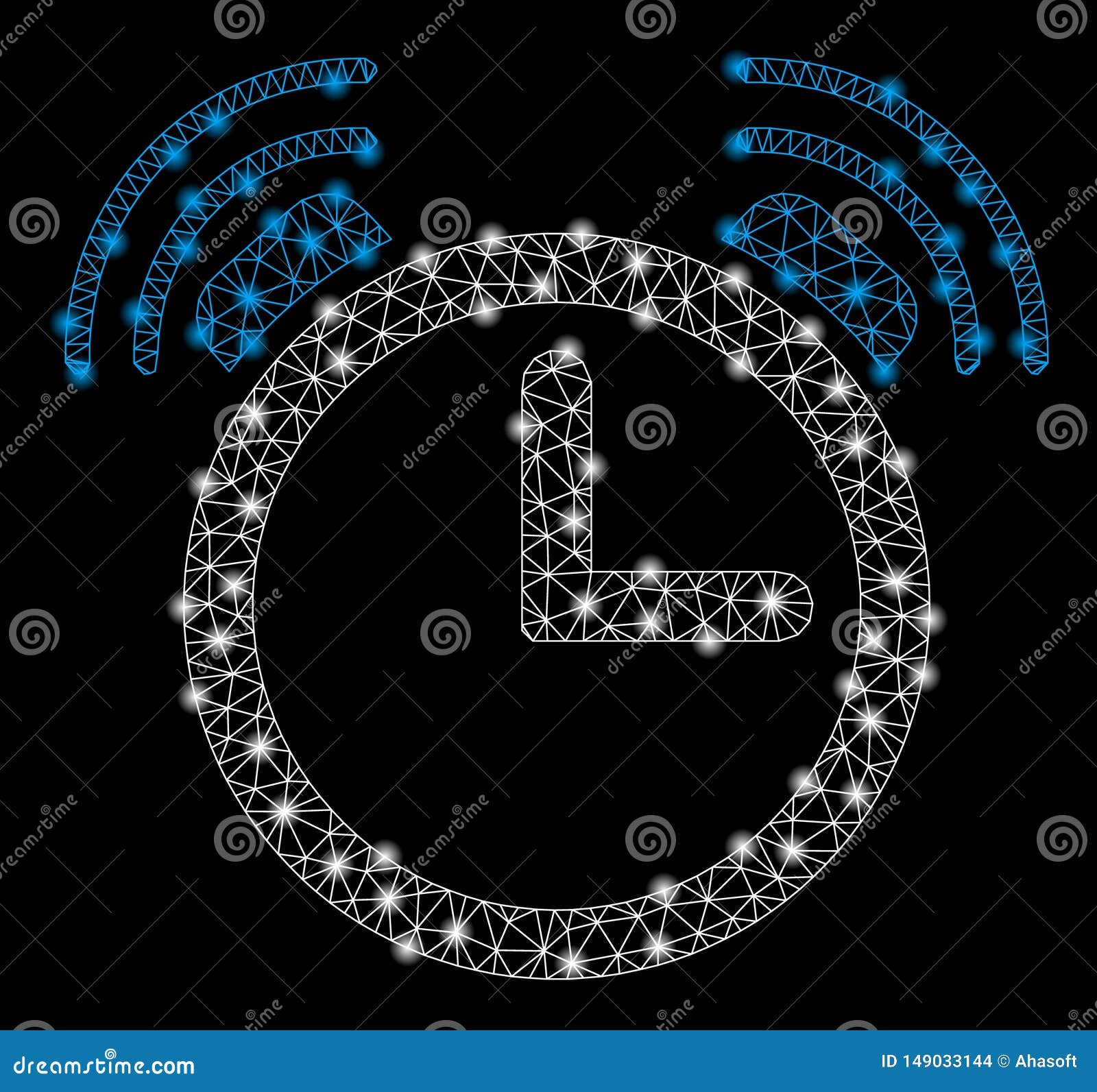 Bright Mesh 2D Alarm Clock with Light Spots Stock Vector - Illustration ...