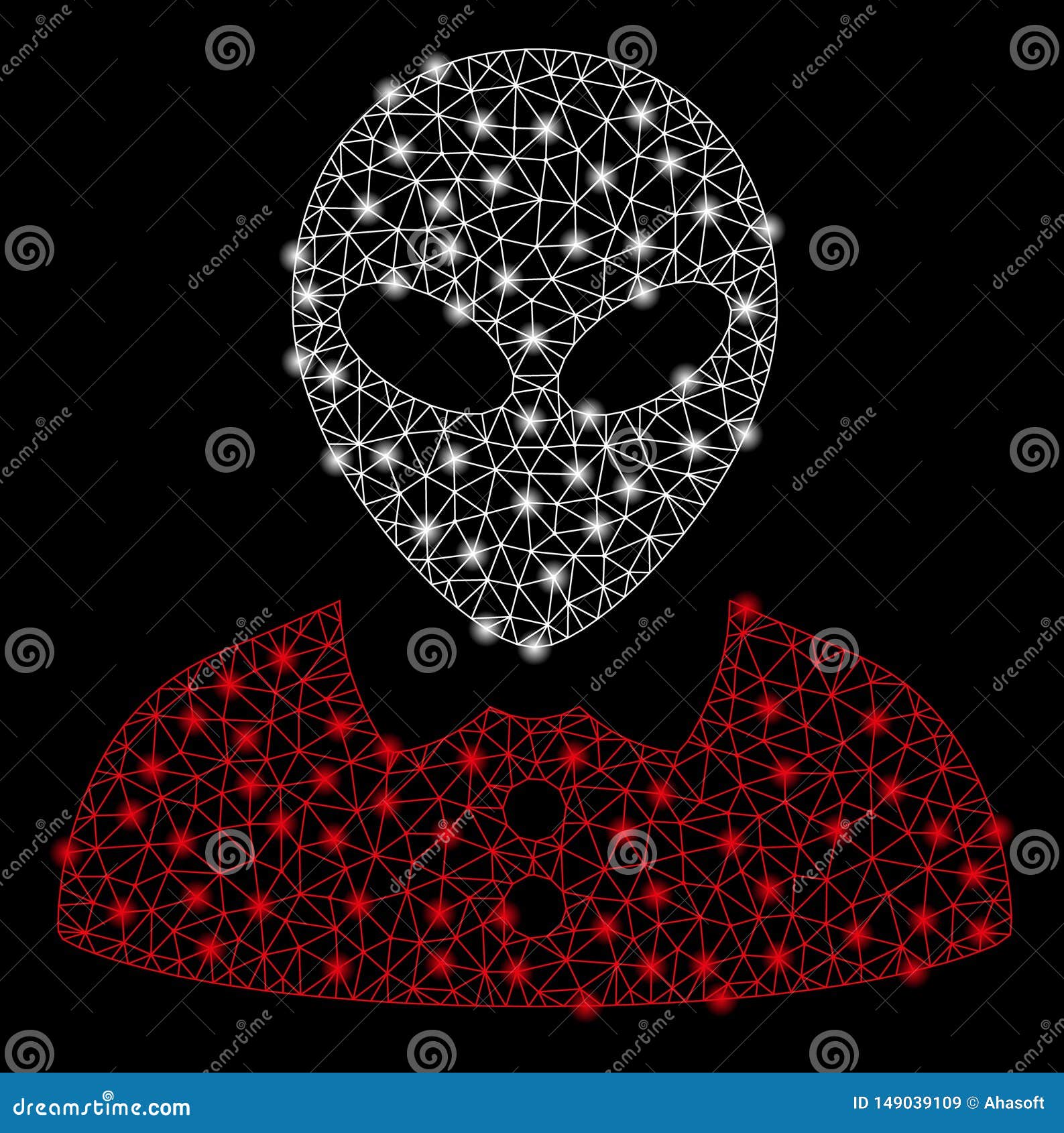 Bright Mesh Wire Frame Alien Female with Flare Spots Stock Vector ...