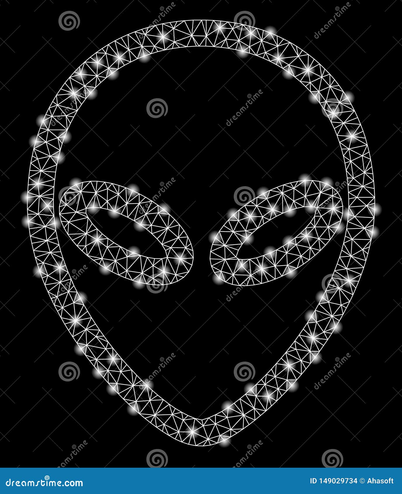 Bright Mesh Wire Frame Alien with Flare Spots Stock Vector ...