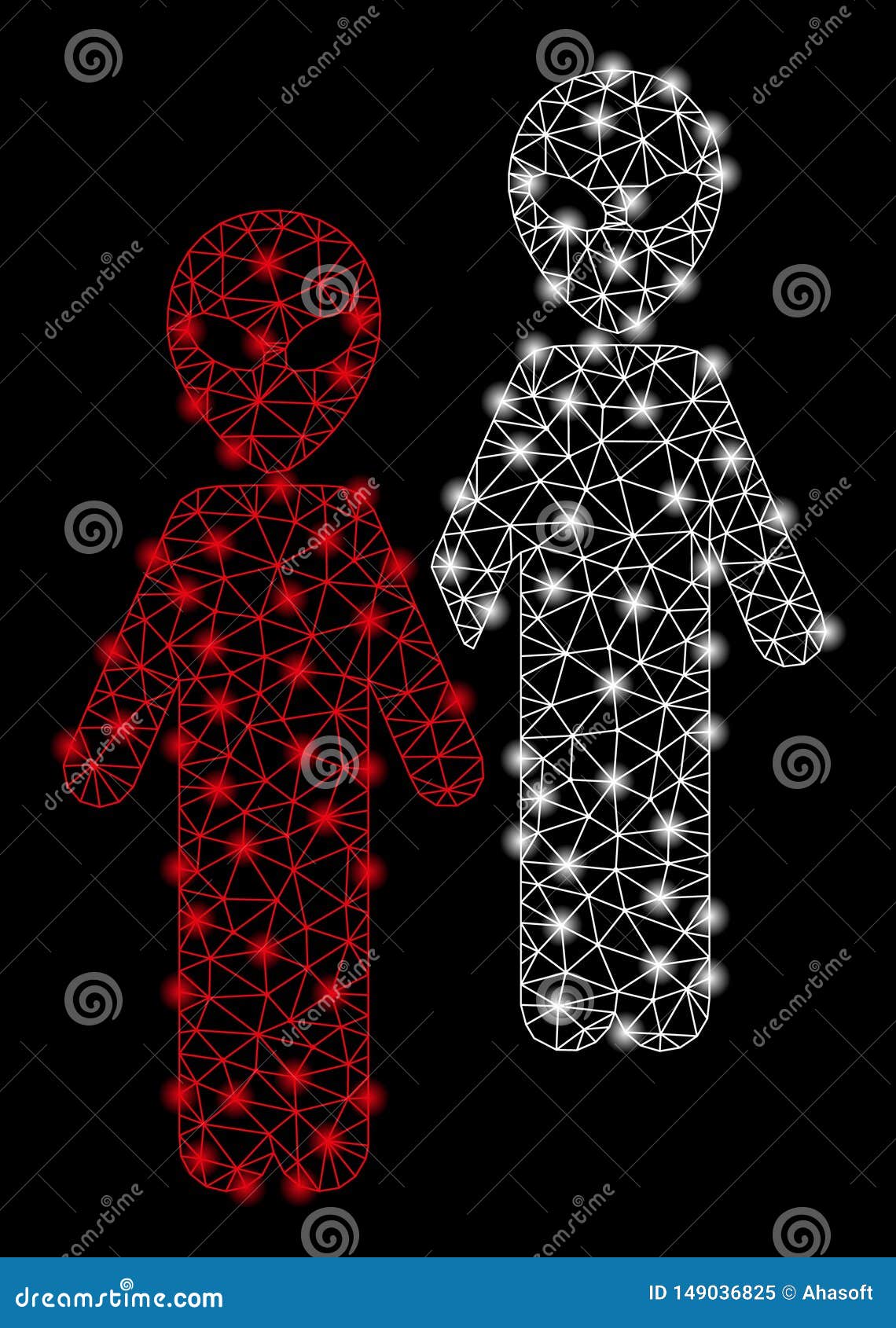 Bright Mesh 2D Aliens with Flare Spots Stock Vector - Illustration of ...