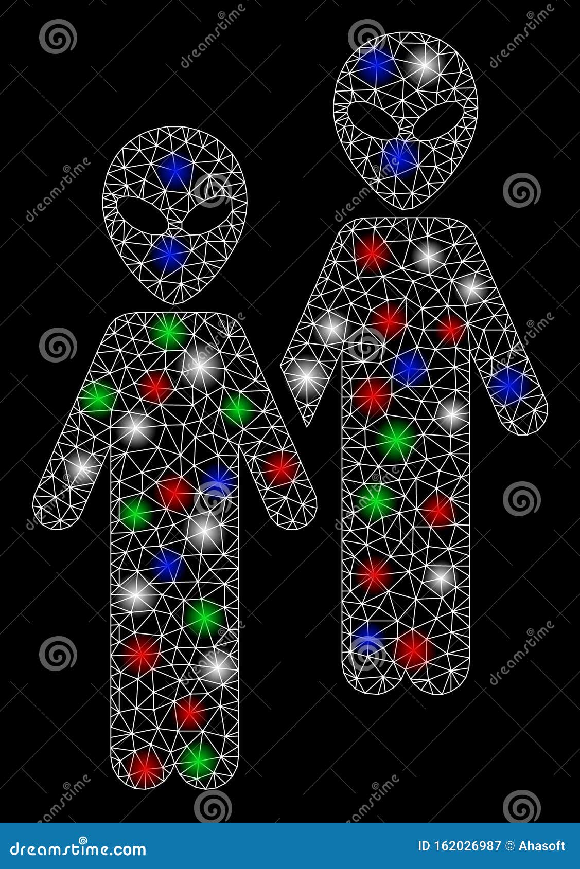 Bright Mesh Network Aliens with Flash Spots Stock Vector - Illustration ...