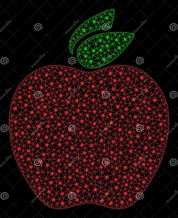 Bright Mesh Wire Frame Apple with Flash Spots Stock Vector ...