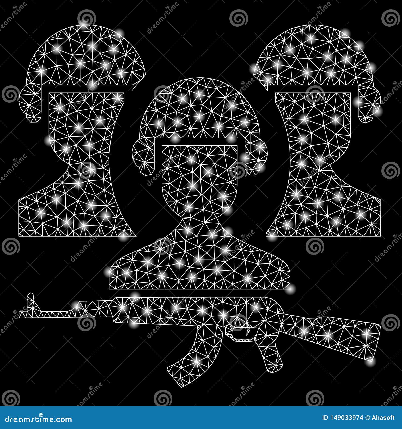 Bright Mesh Wire Frame Army with Flash Spots Stock Vector ...