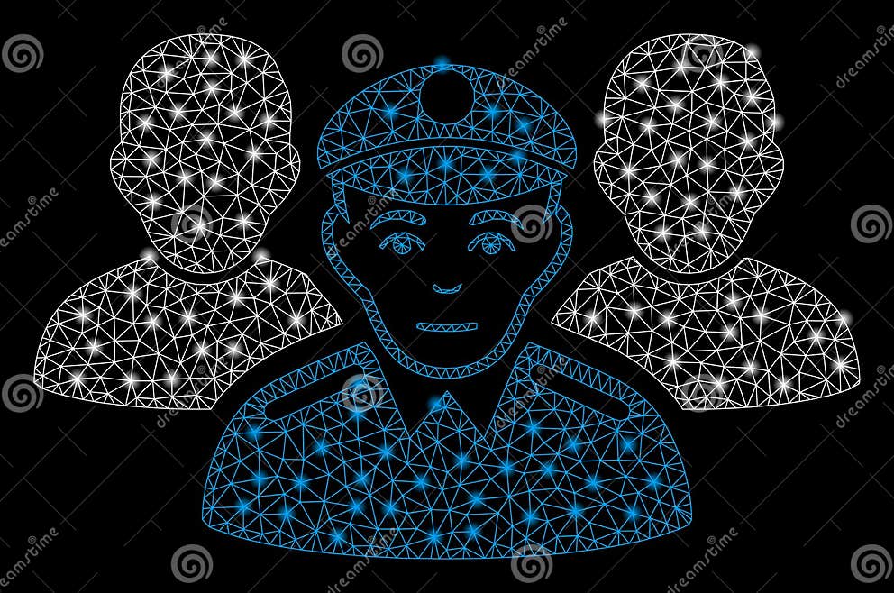 Bright Mesh Wire Frame Army Team with Flare Spots Stock Vector ...