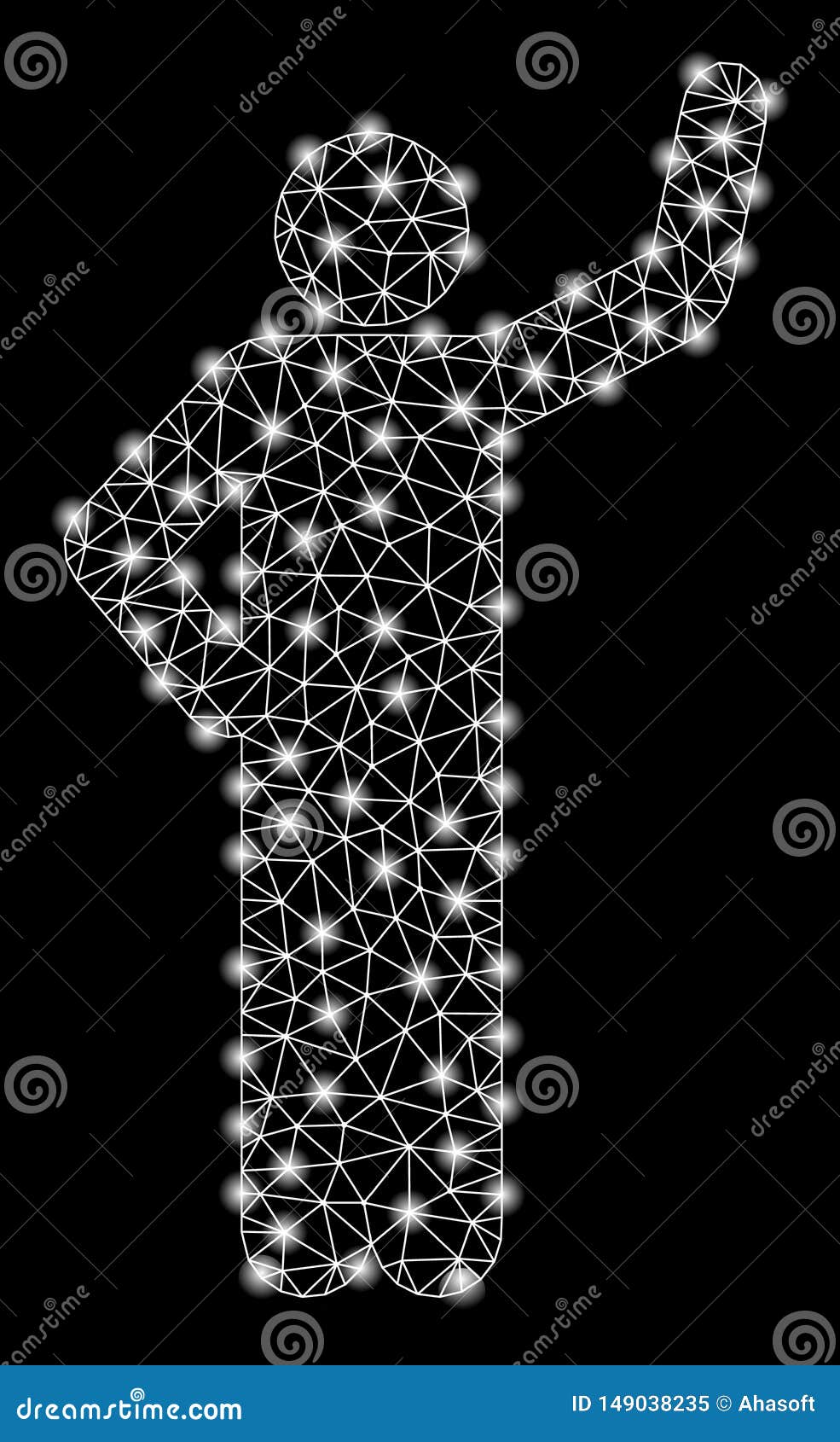 Assurance Or Hello Pose Thin Line Icon. Man With Left Hand Raised Up ...