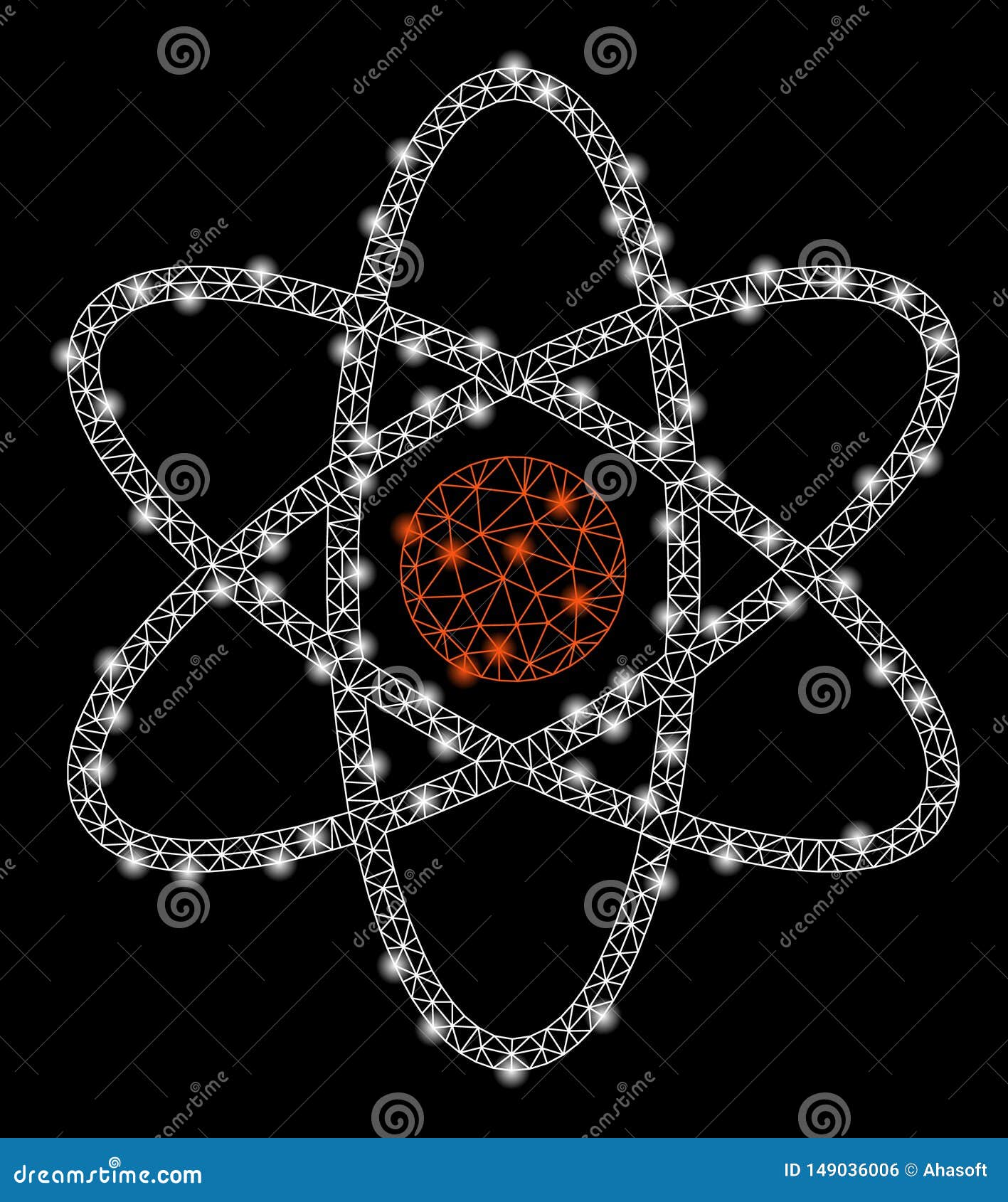 Bright Mesh 2D Atom with Light Spots Stock Vector - Illustration of ...