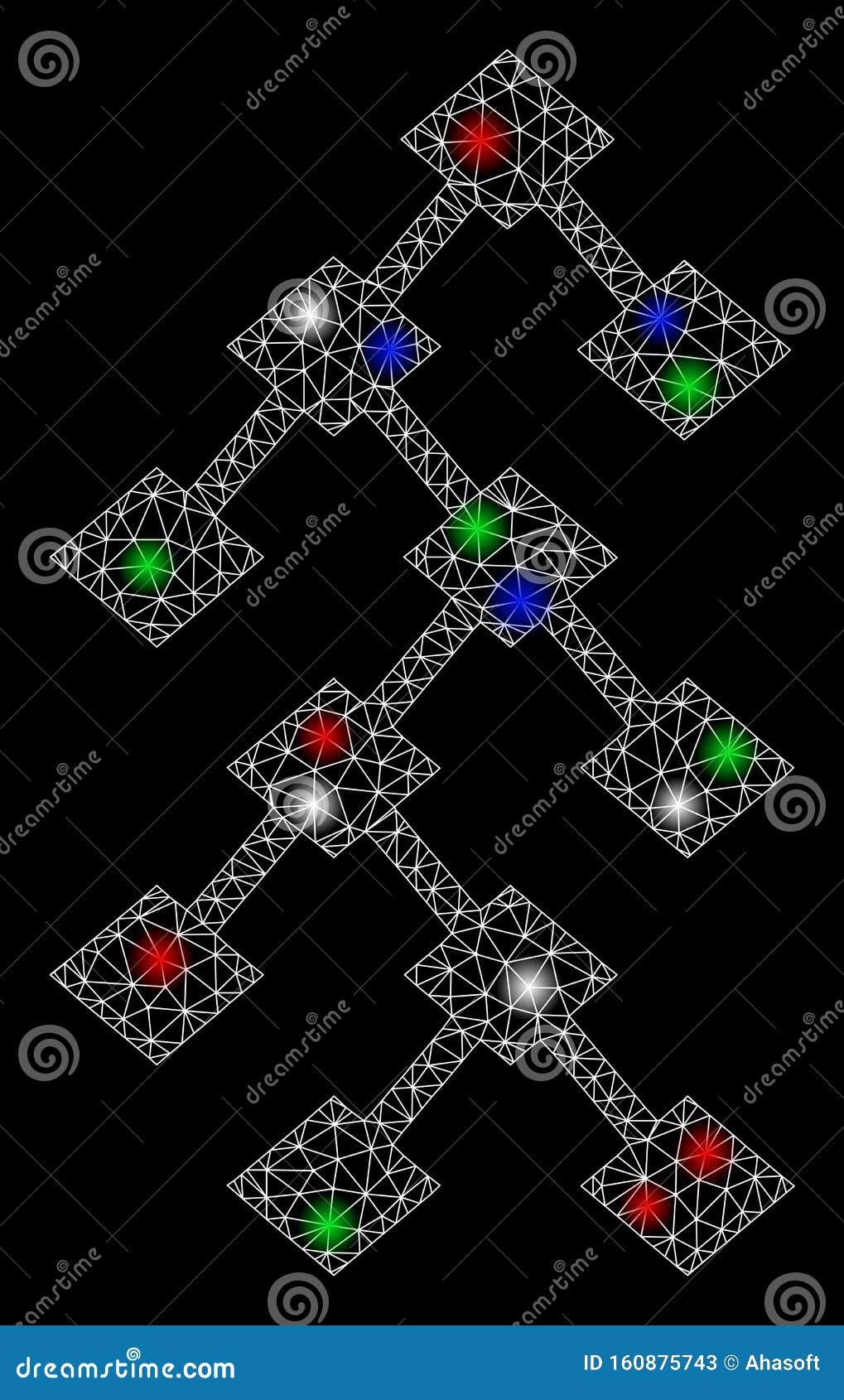 Bright Mesh Network Binary Tree with Flash Spots Stock Vector - Illustration of network, glossy ...