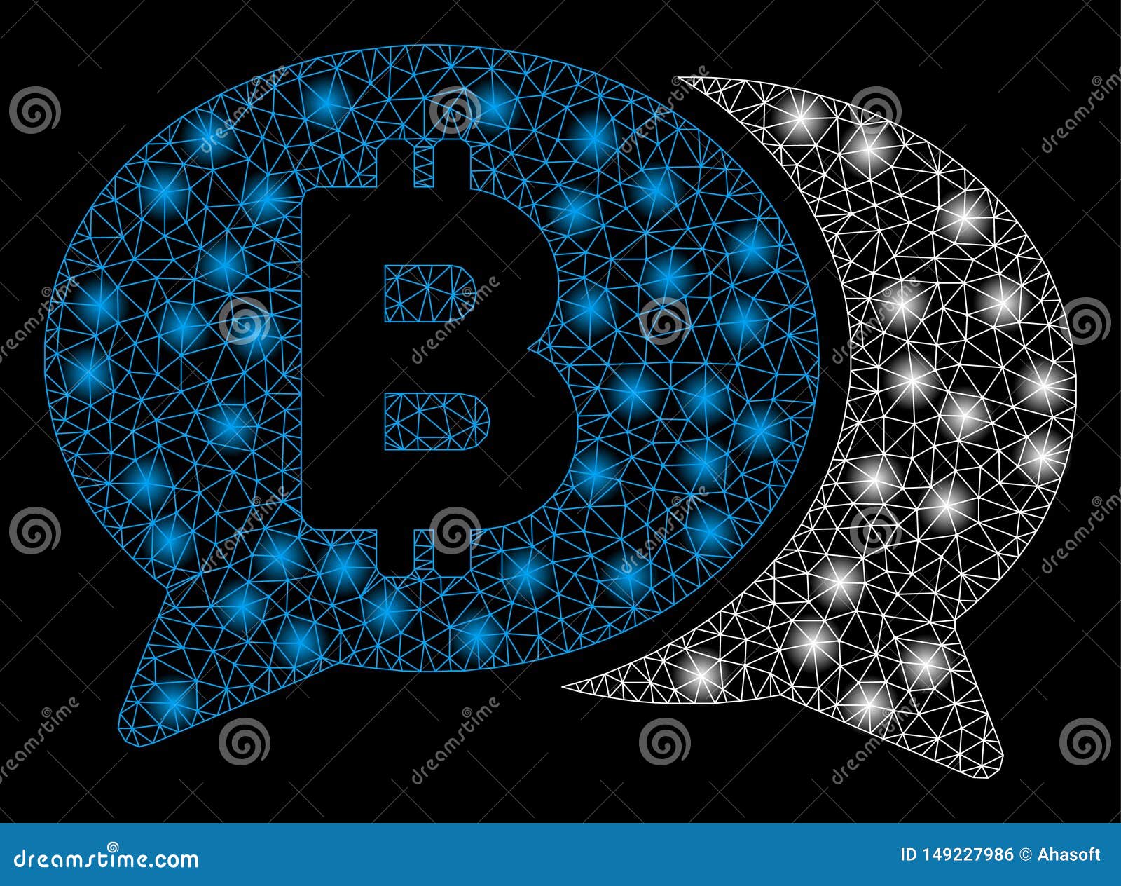 Bright Mesh Carcass Bitcoin Chat with Flash Spots Stock Vector ...