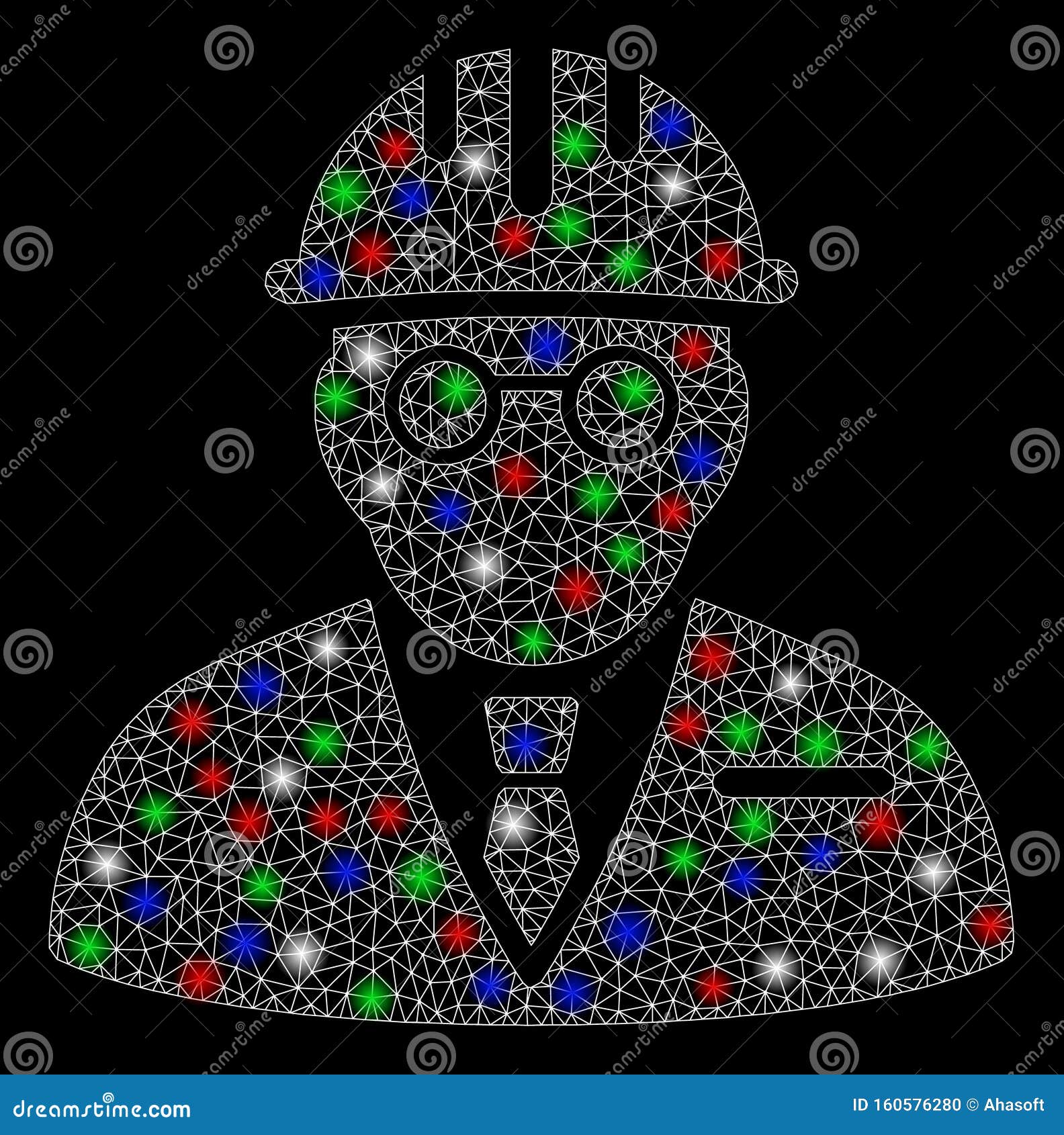 Bright Mesh Carcass Blind Engineer with Flash Spots Stock Vector ... Bright Mesh Carcass Blind Engineer with Flash Spots Stock Vector ...