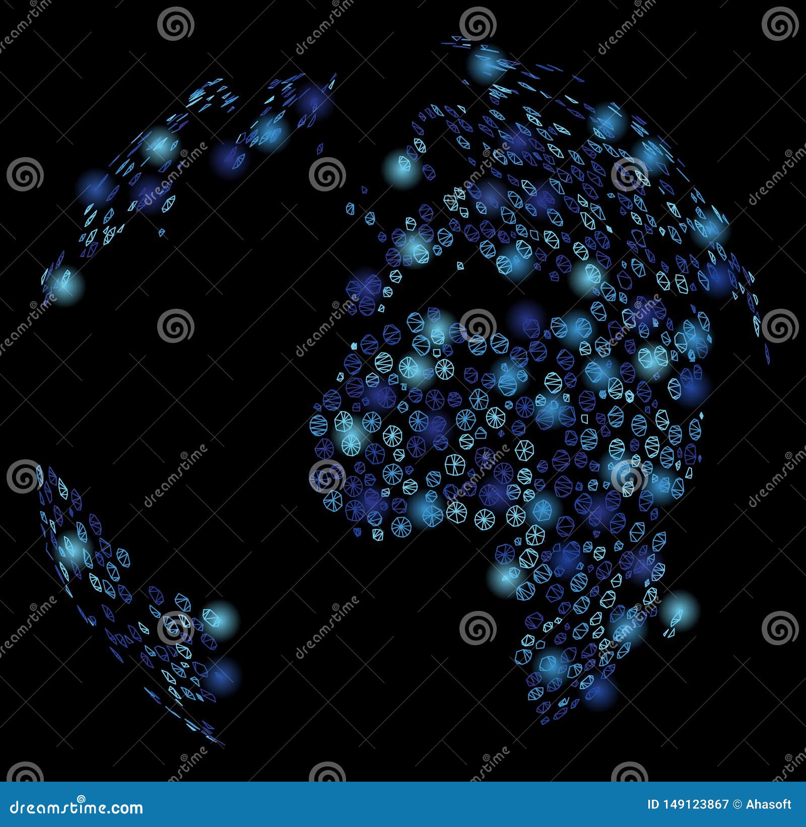Bright Mesh 2D Blue Dotted Abstract Globe with Flare Spots Stock Vector ...