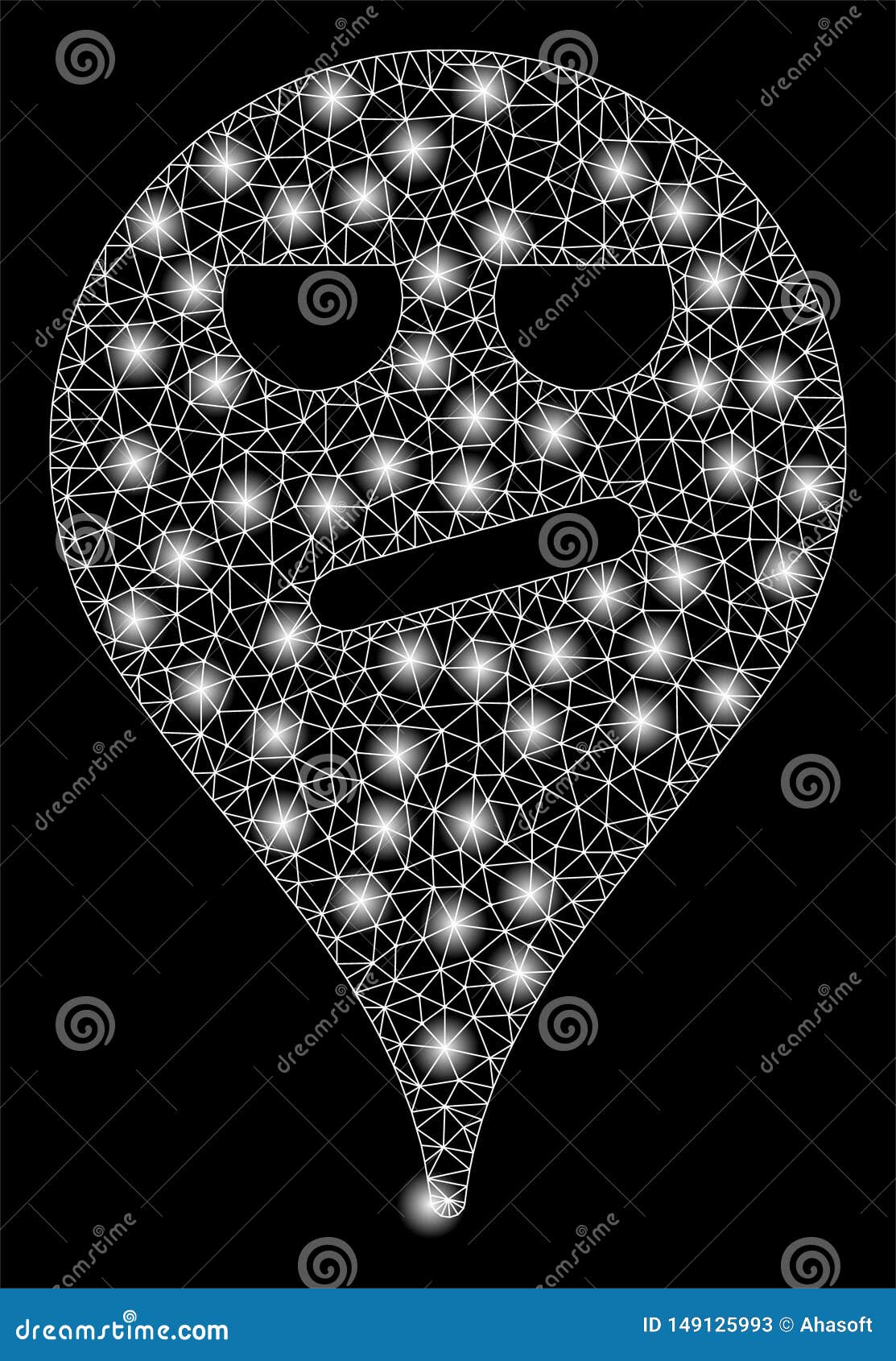 Bright Mesh 2D Bored Smiley Map Marker with Light Spots Stock Vector ...