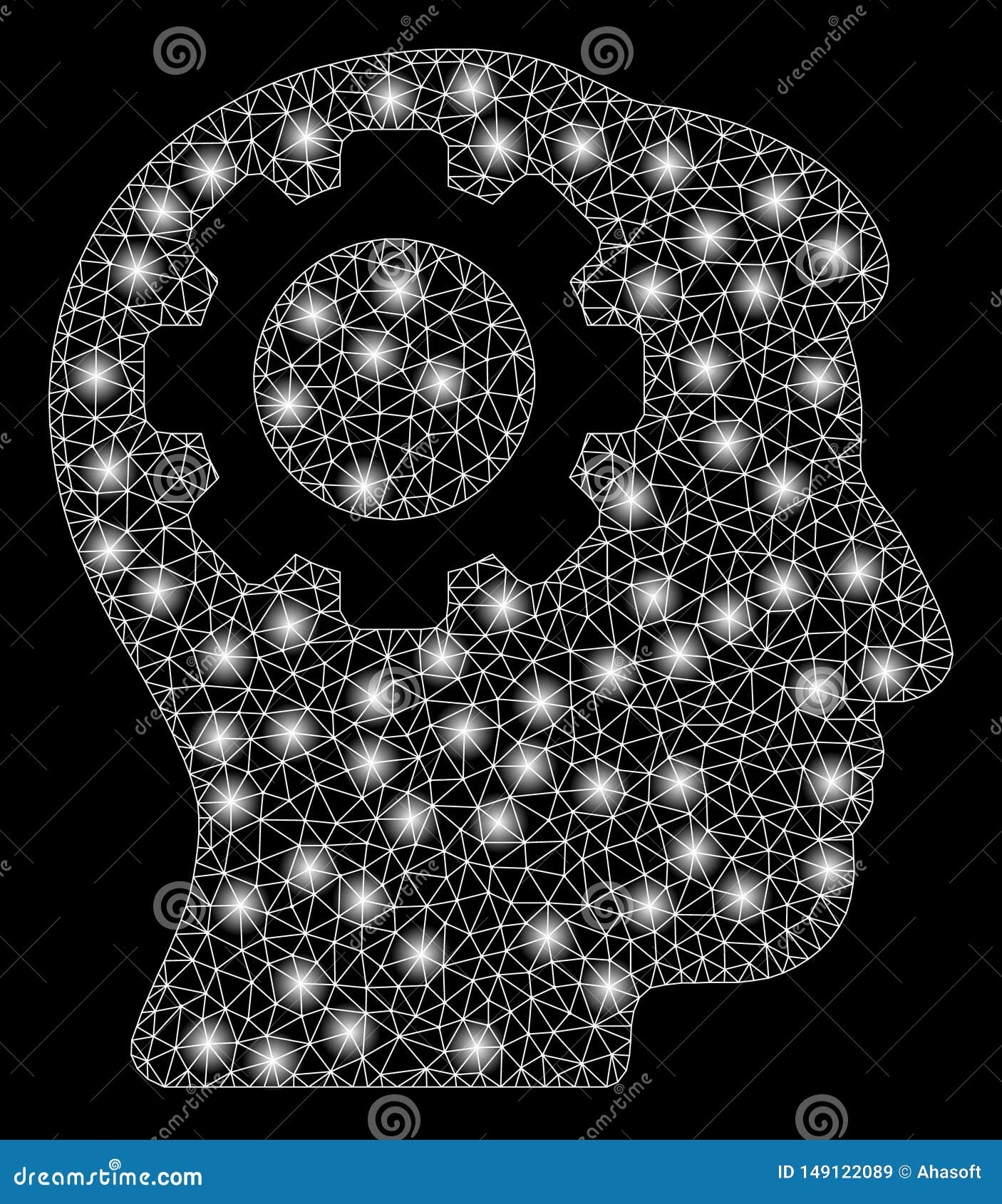 Bright Mesh 2D Brain Gear with Flare Spots Stock Vector - Illustration ...