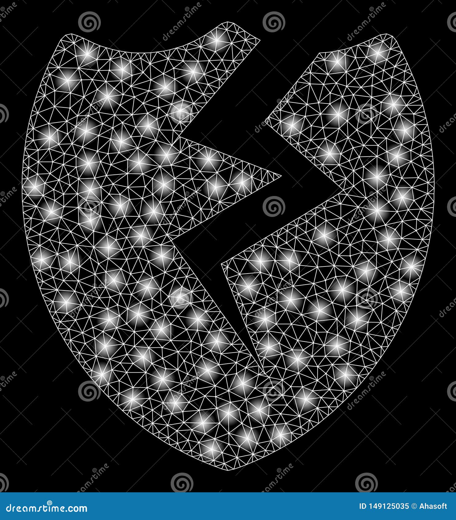 Bright Mesh 2D Broken Shield with Light Spots Stock Vector ...