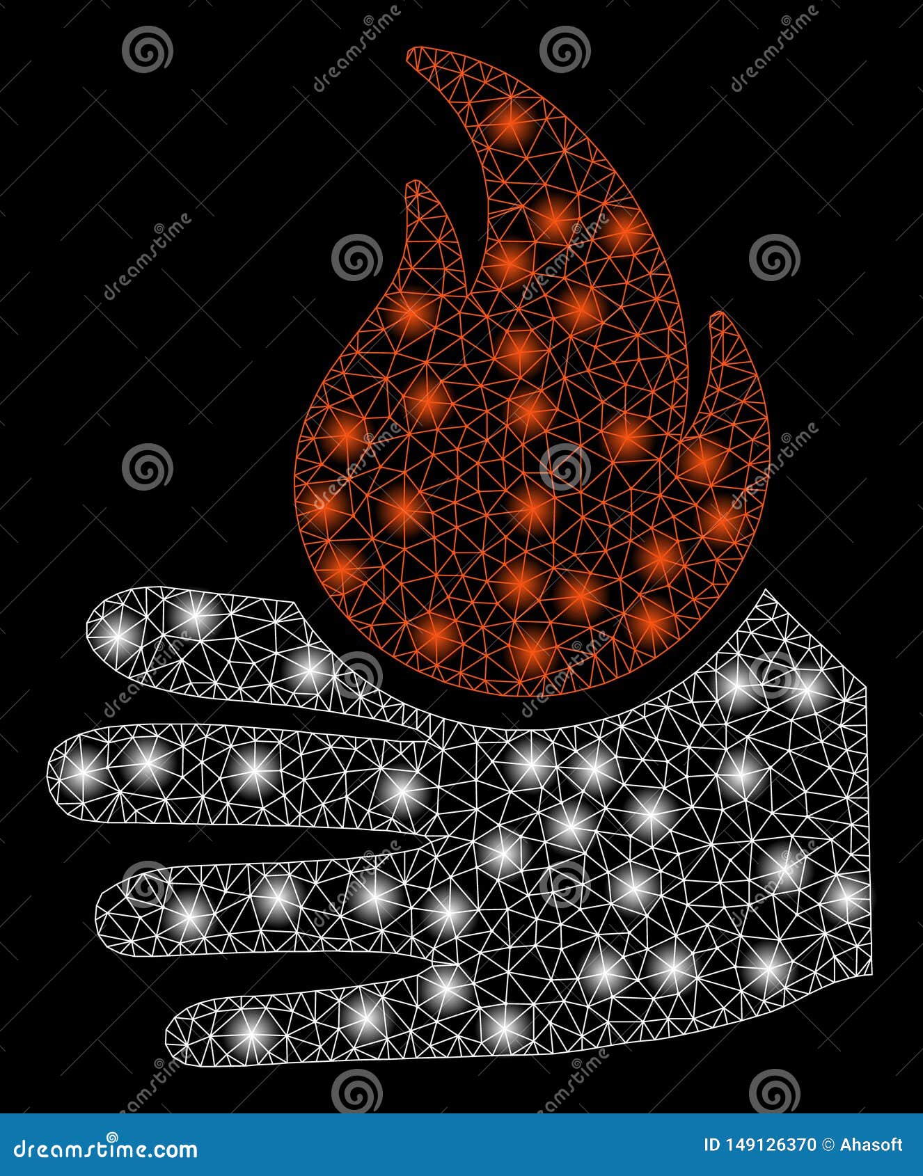 Bright Mesh 2D Burn Hand with Flare Spots Stock Vector - Illustration ...