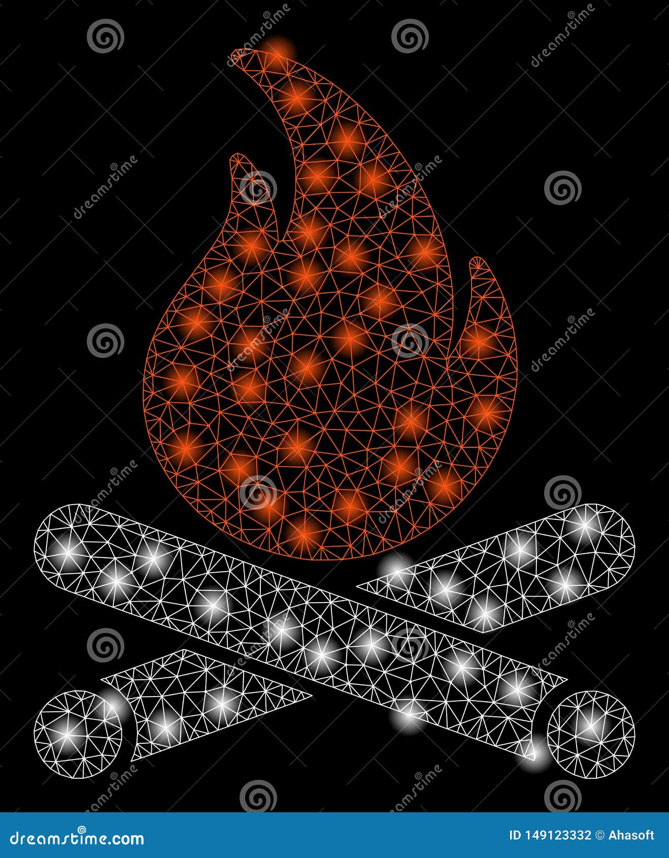 Bright Mesh 2D Campfire with Light Spots Stock Vector - Illustration of ...