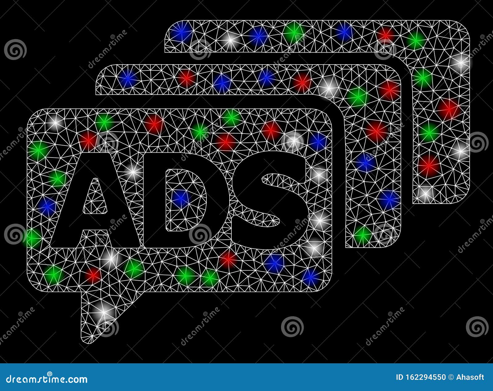 Bright Mesh Carcass Ads Messages with Flare Spots Stock Vector ...