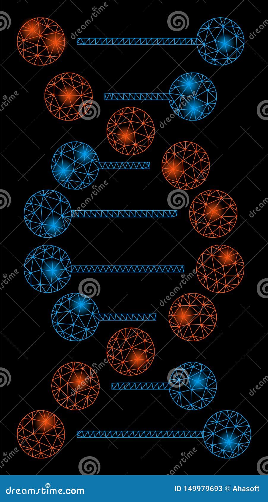 Bright Mesh Carcass DNA Molecule with Light Spots Stock Vector ...