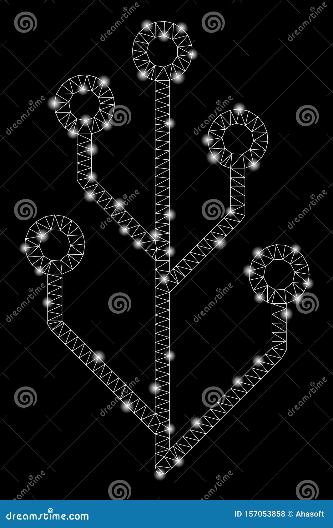 Bright Mesh Carcass Hi-Tech Tree with Flash Spots Stock Vector ...