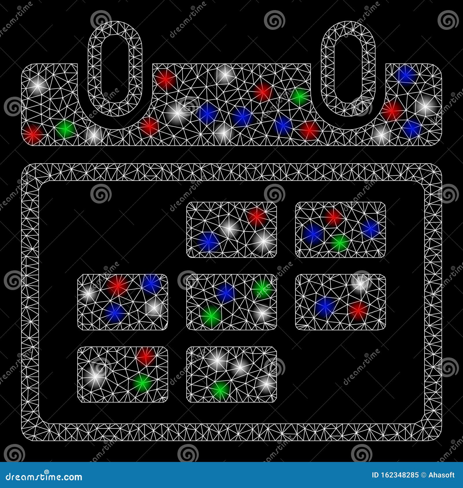 Bright Mesh Carcass Month Calendar with Flare Spots Stock Illustration ...