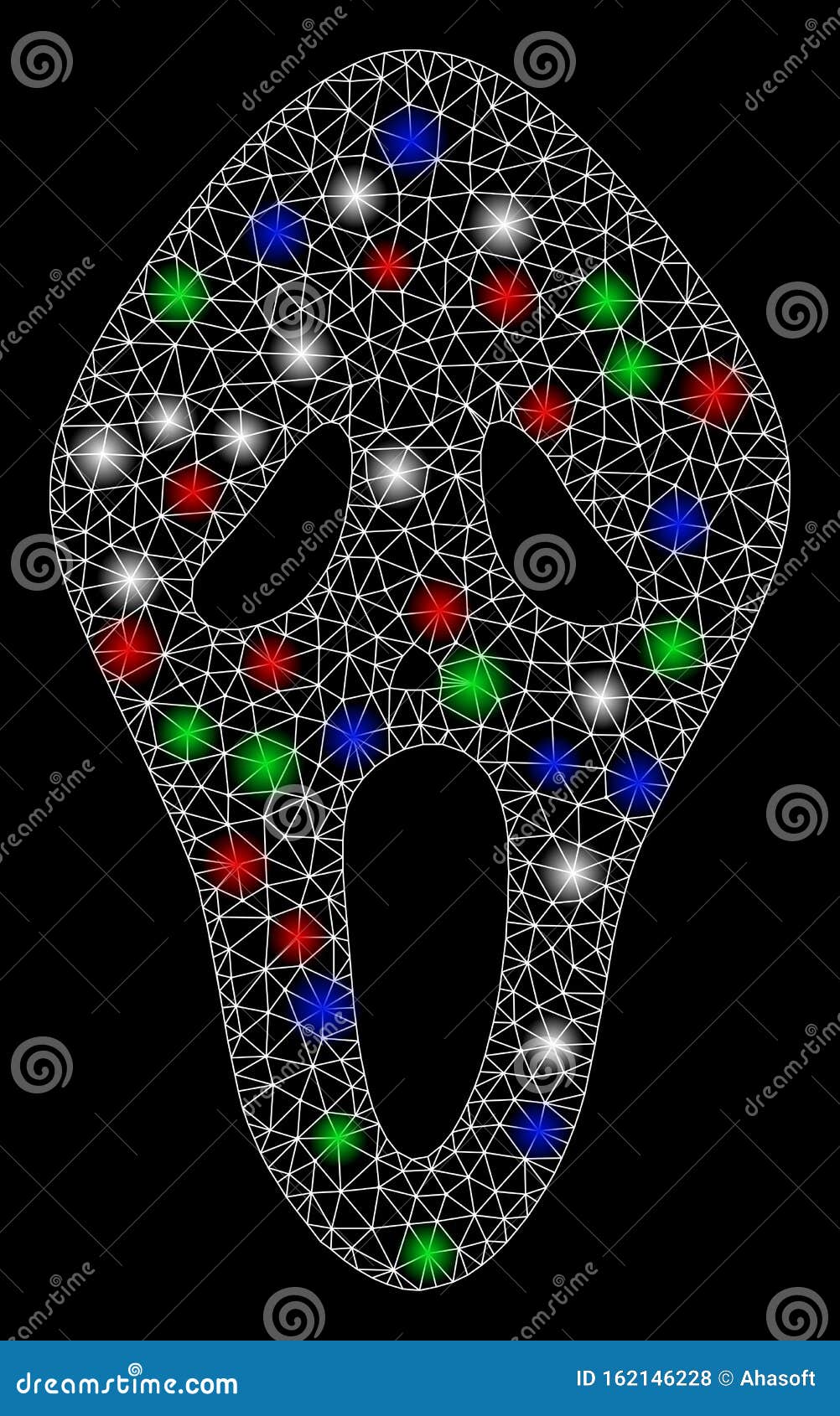 Bright Mesh Carcass Scary Mask with Flare Spots Stock Illustration ...