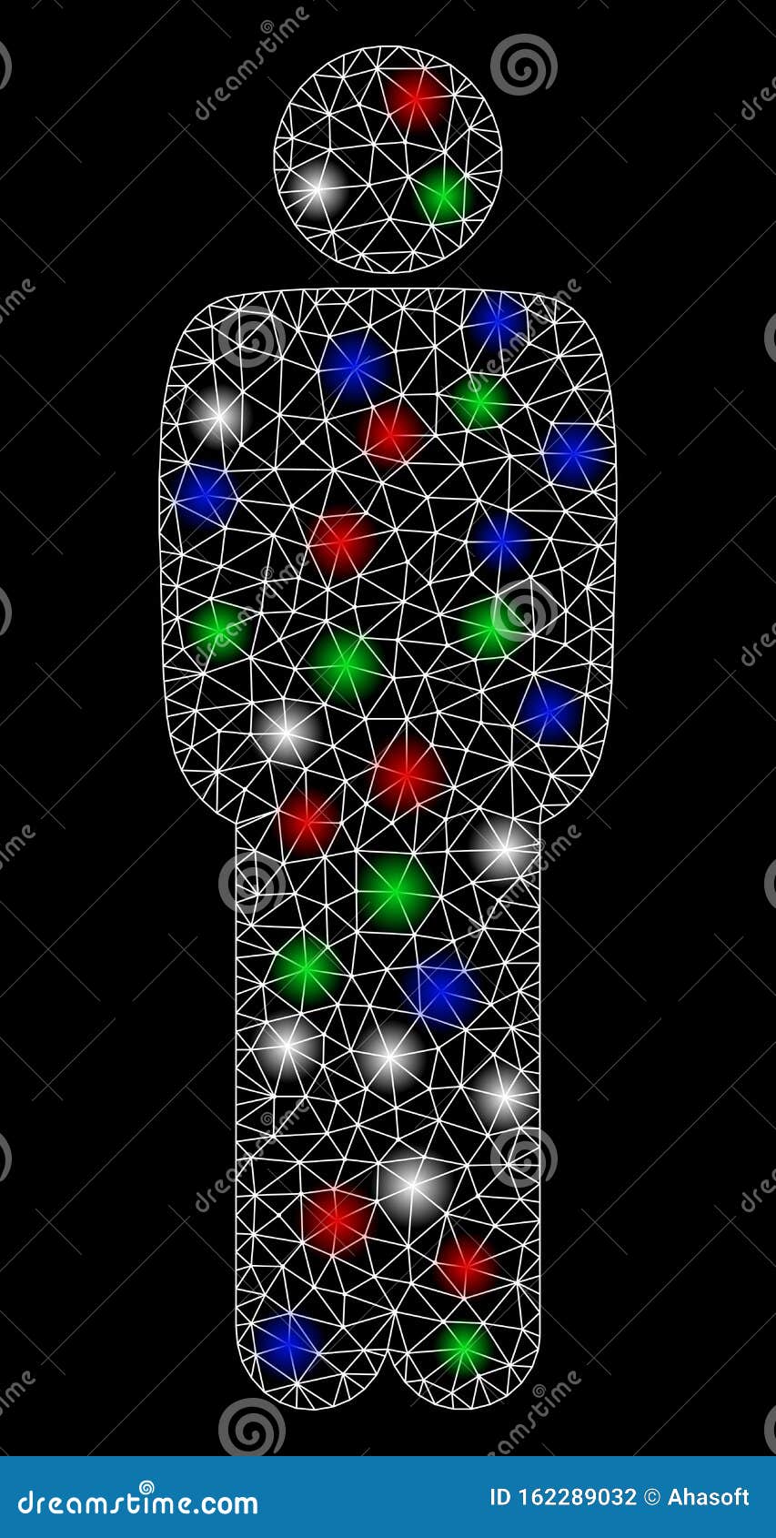 Bright Mesh Carcass Standing Man with Flare Spots Stock Vector ...