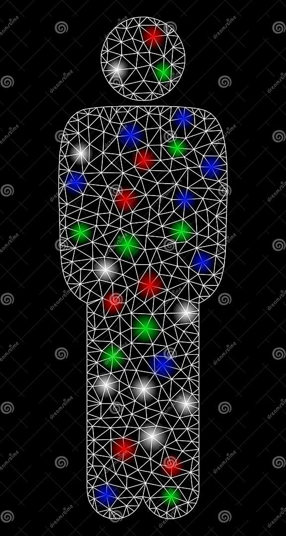 Bright Mesh Carcass Standing Man with Flare Spots Stock Vector ...