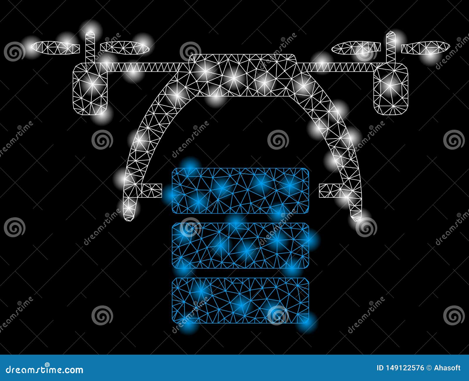 Bright Mesh 2D Cargo Drone with Flare Spots Stock Vector - Illustration ... Bright Mesh 2D Cargo Drone with Flare Spots Stock Vector - Illustration ...