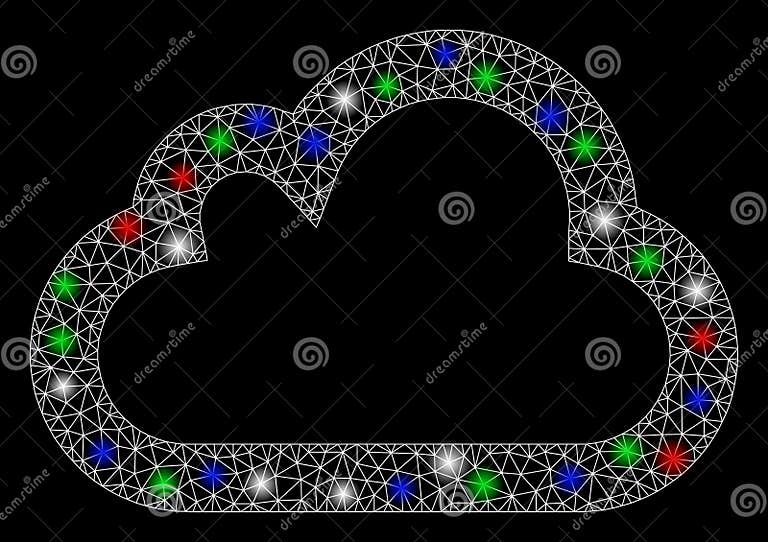 Bright Mesh Network Cloud with Light Spots Stock Vector - Illustration ...