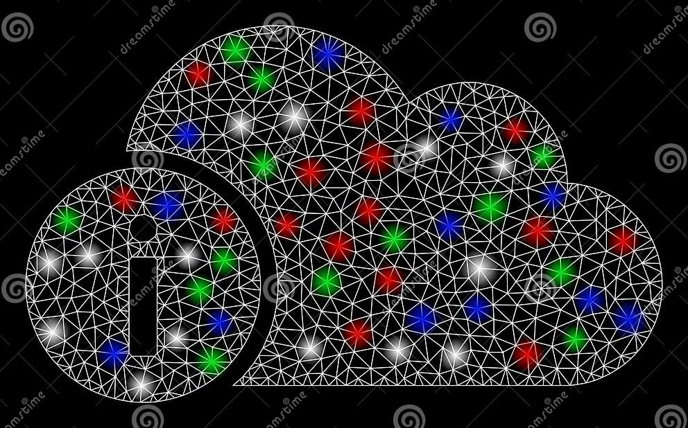 Bright Mesh Network Cloud Info with Light Spots Stock Vector ...