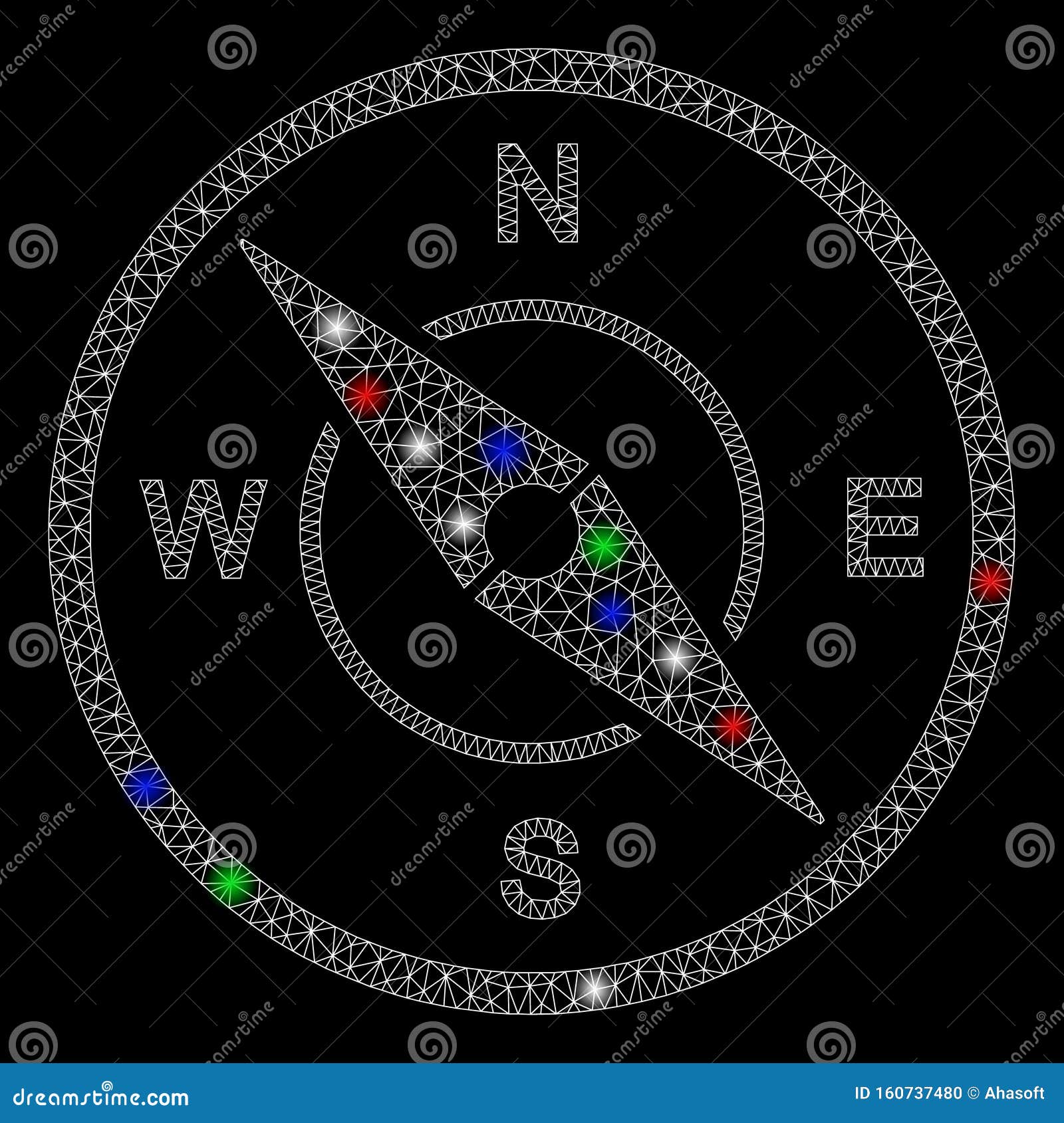 Bright Mesh Network Compass with Flash Spots Stock Vector ...
