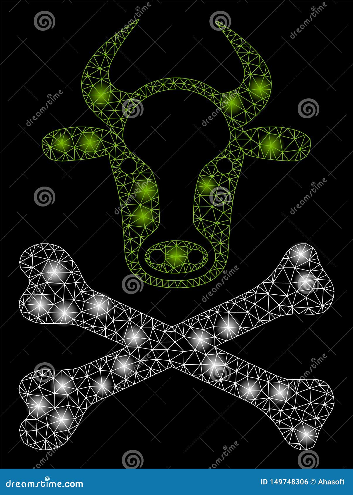 Bright Mesh 2D Cow Death with Flare Spots Stock Vector - Illustration ...