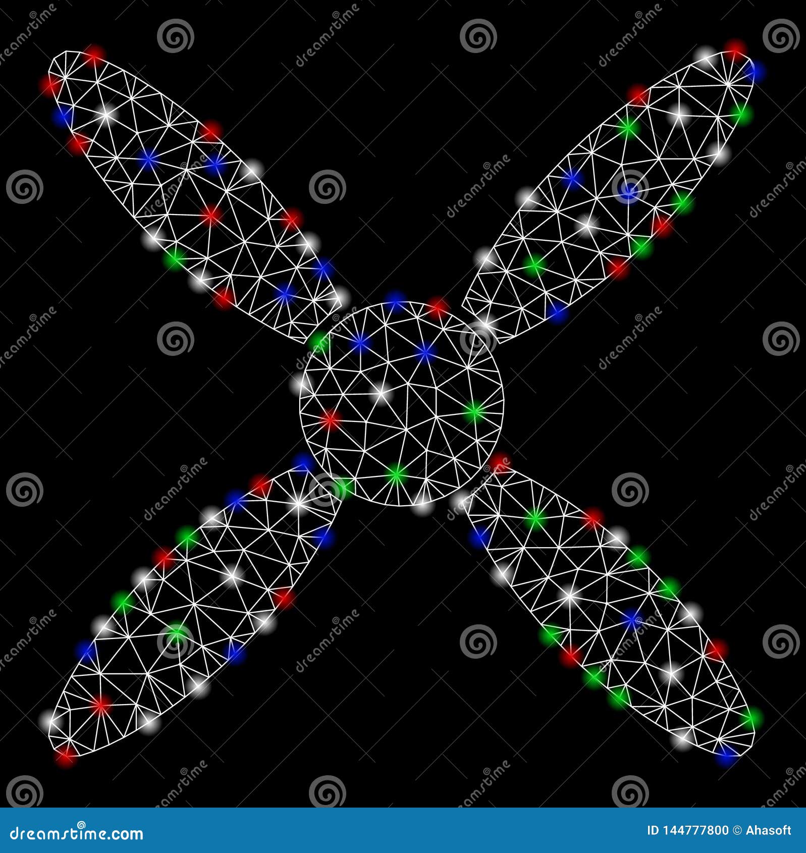 Bright Mesh 2D Aircraft Propeller with Flash Spots Stock Vector ...