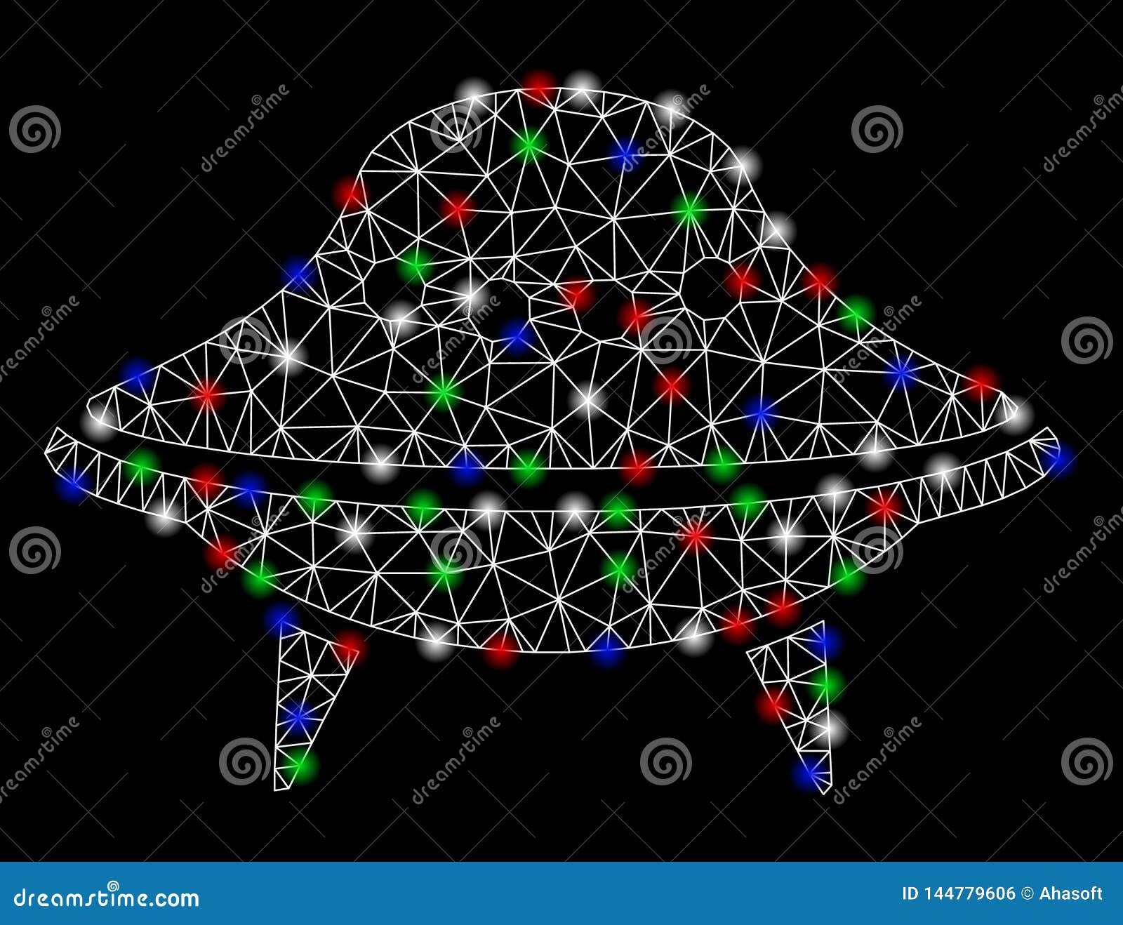 Bright Mesh 2D Alien Spaceship with Flash Spots Stock Vector ... Bright Mesh 2D Alien Spaceship with Flash Spots Stock Vector ...