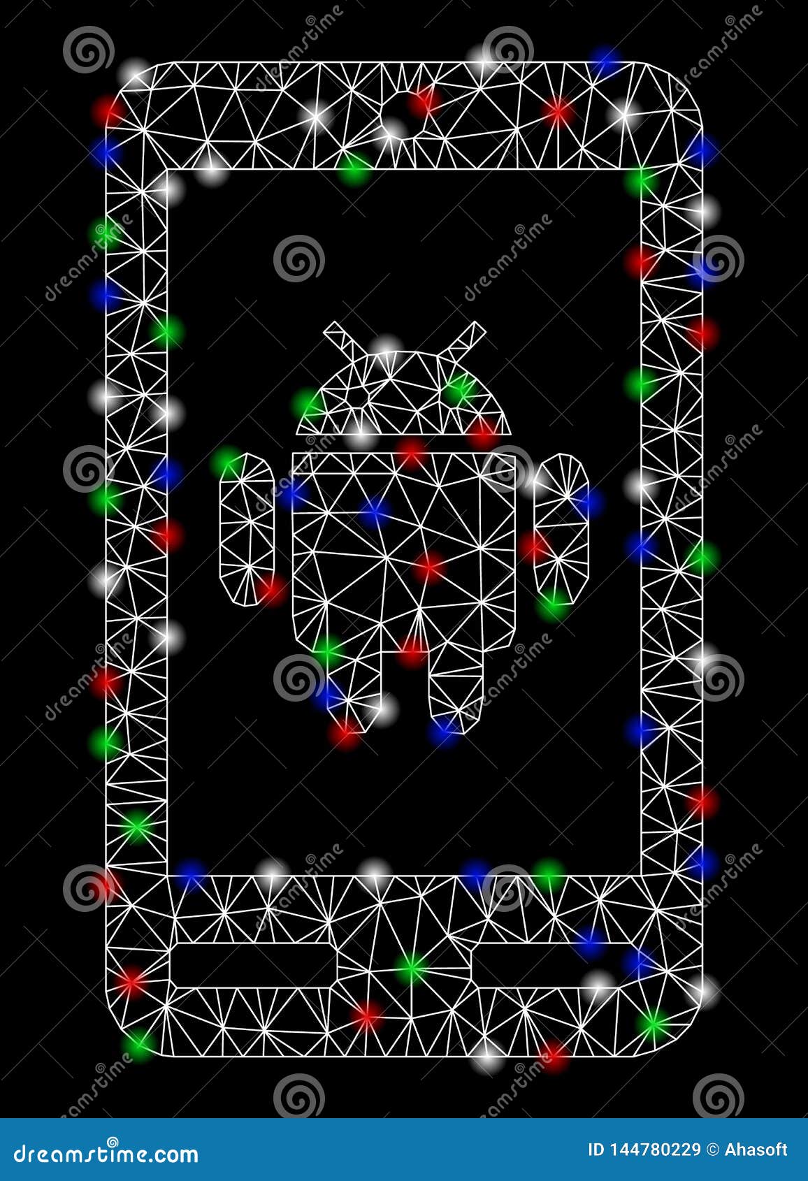 Bright Mesh 2D Android Phone with Flash Spots Stock Vector ...