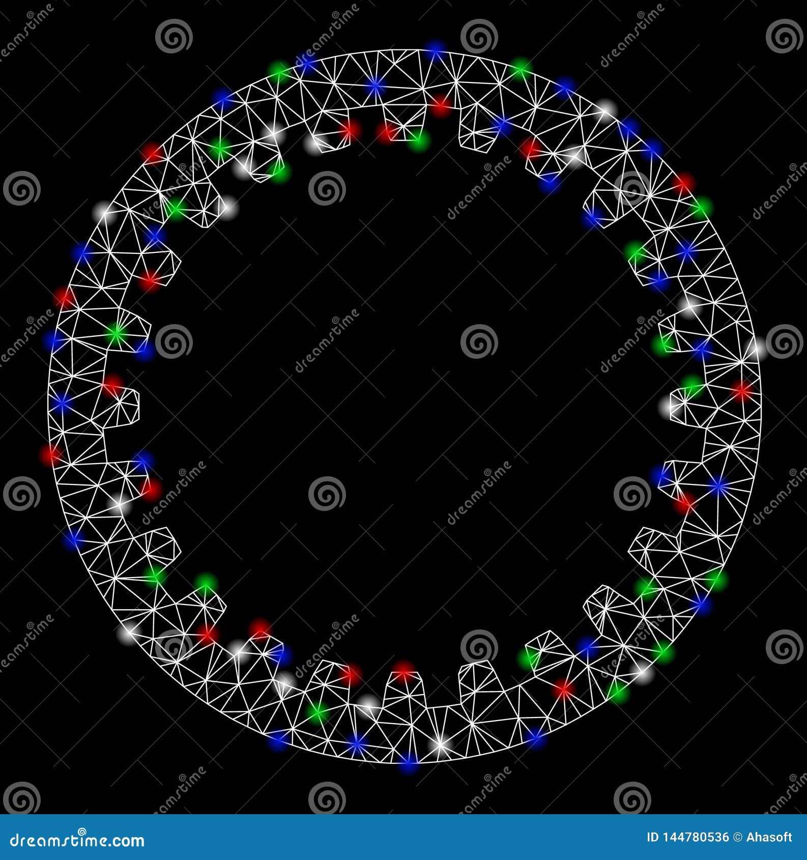 Bright Mesh 2D Annular Gear with Light Spots Stock Vector ...