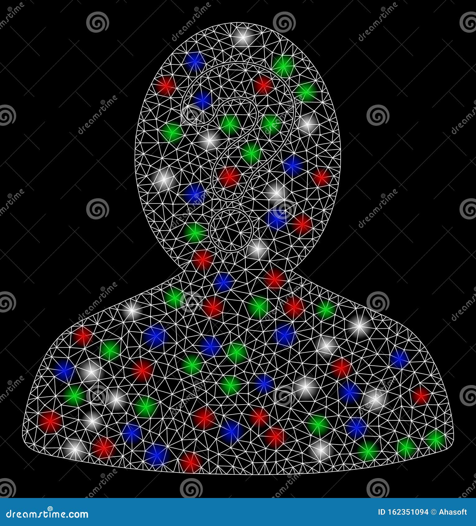 Bright Mesh 2D Anonymous Person with Light Spots Stock Illustration ...