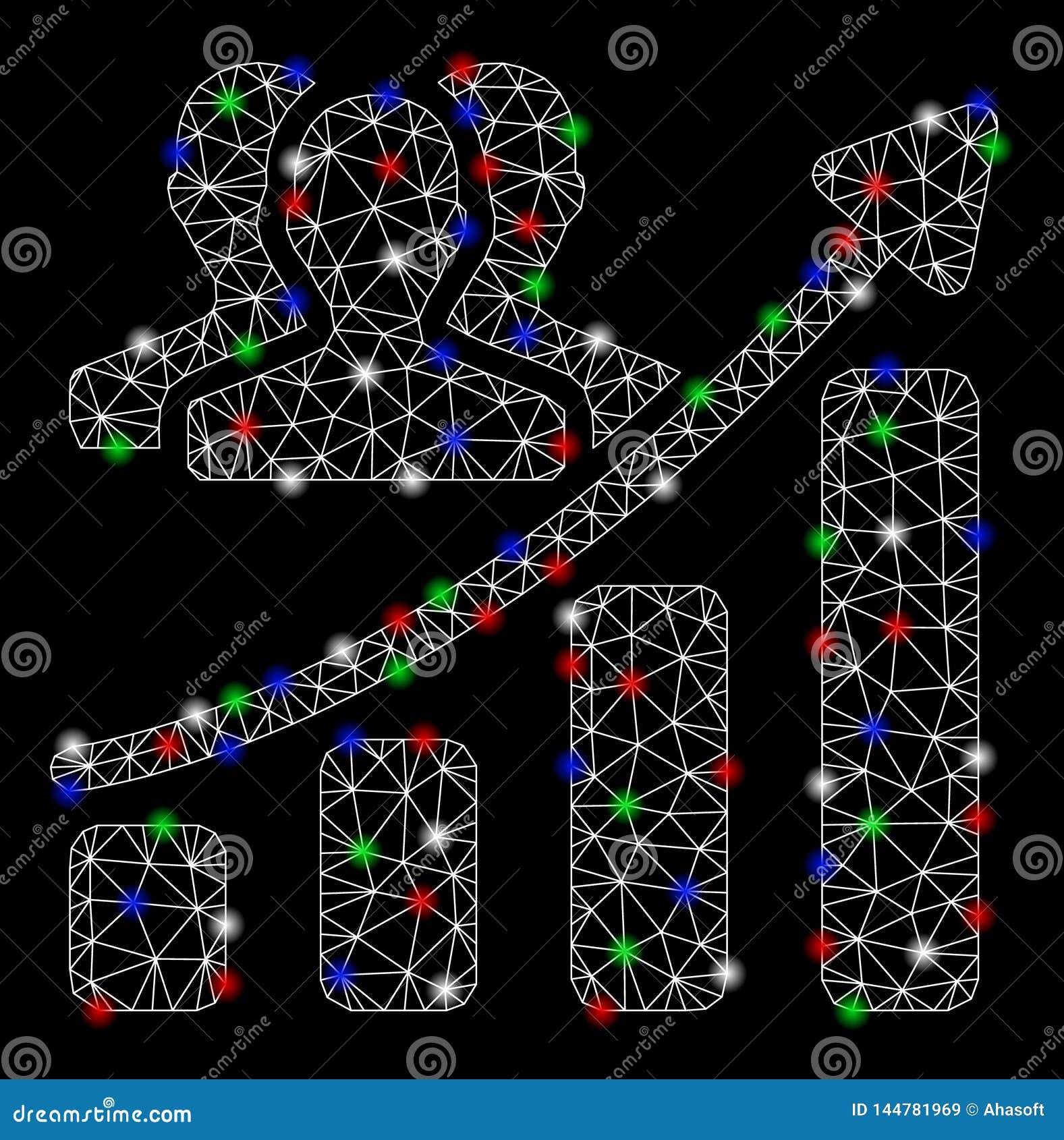 Bright Mesh 2D Audience Growth Chart with Light Spots Stock Vector ...