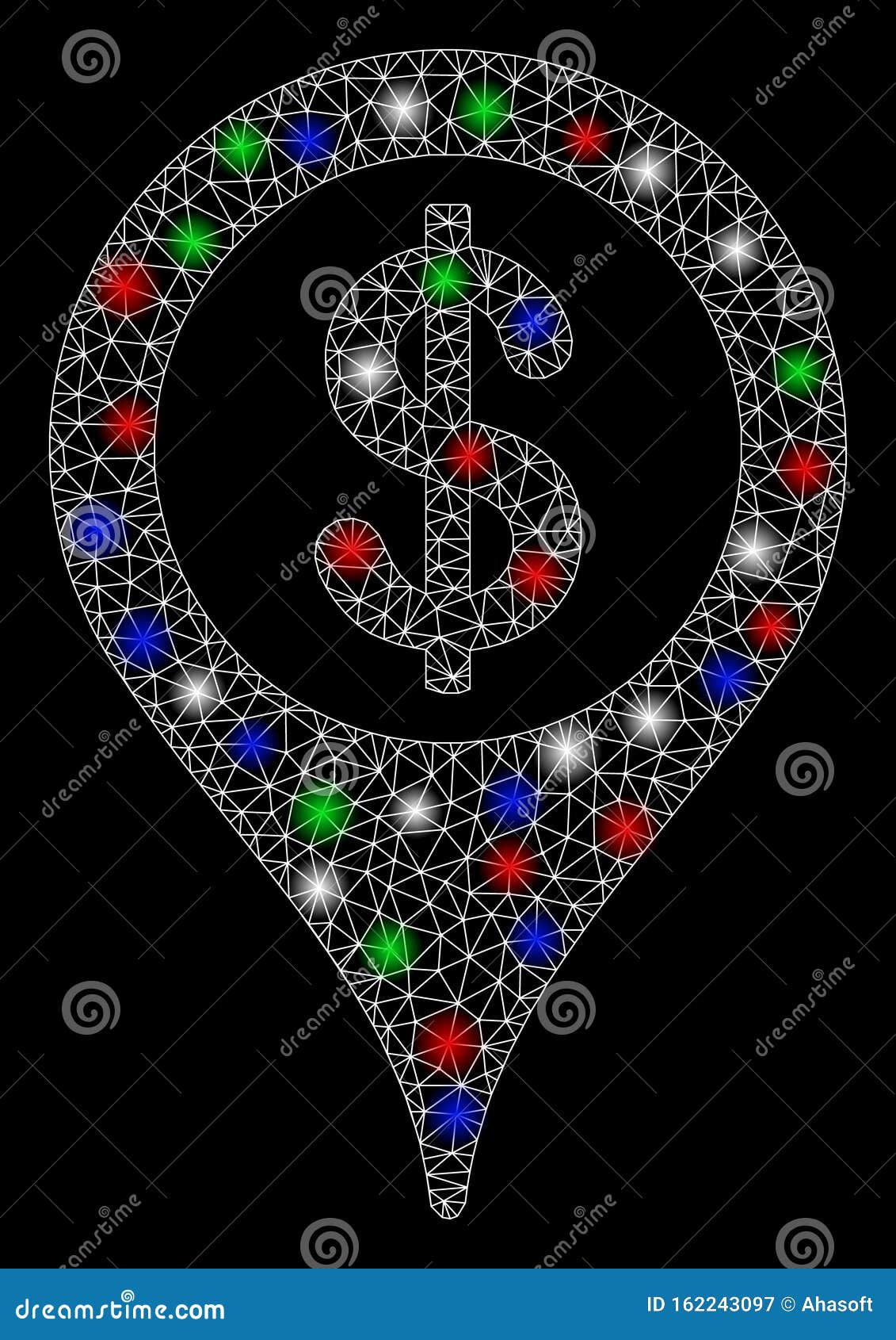 Bright Mesh 2D Bank Map Marker with Flash Spots Stock Illustration ...