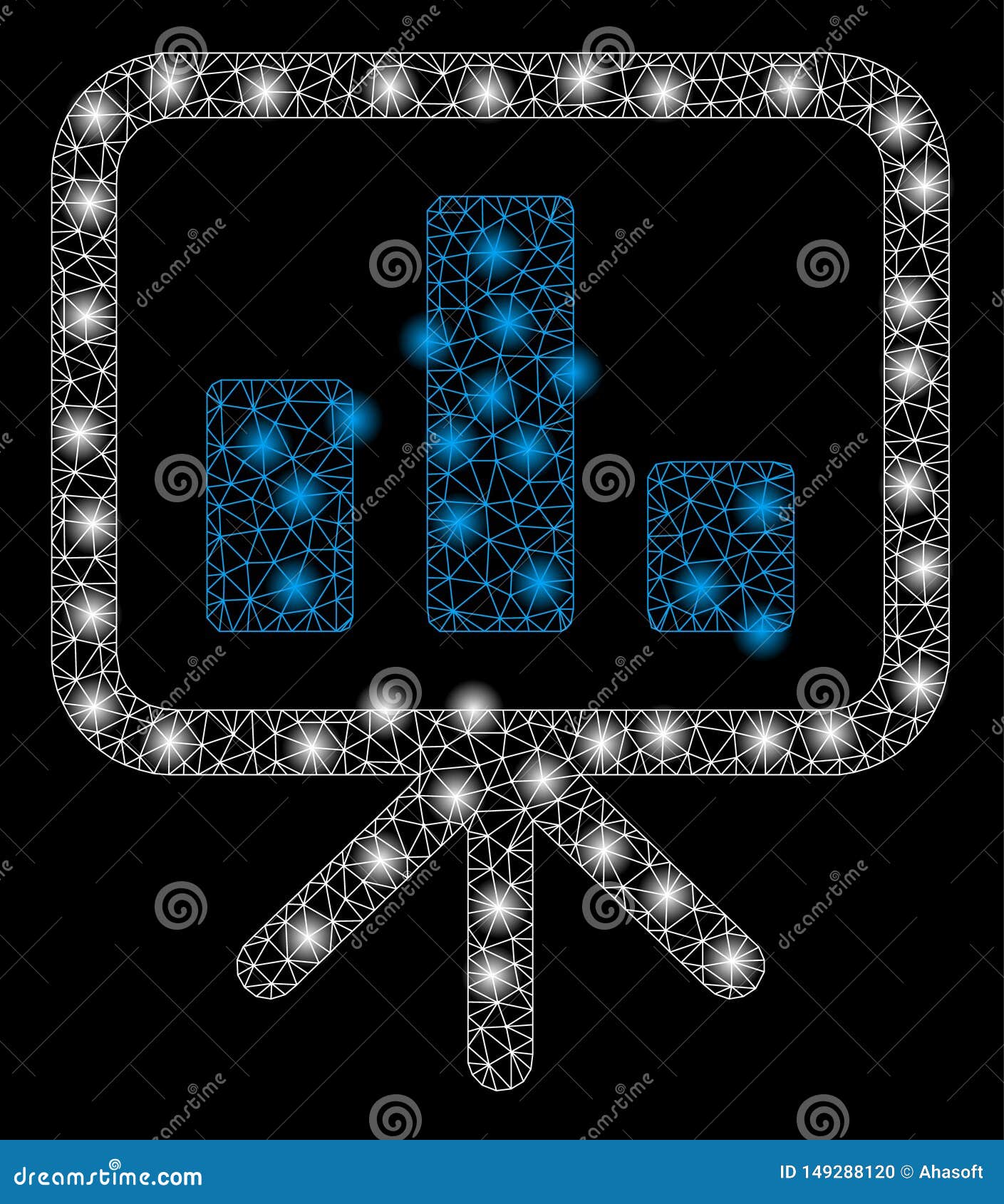 Bright Mesh 2D Bar Chart Display Board with Flare Spots Stock Vector ...