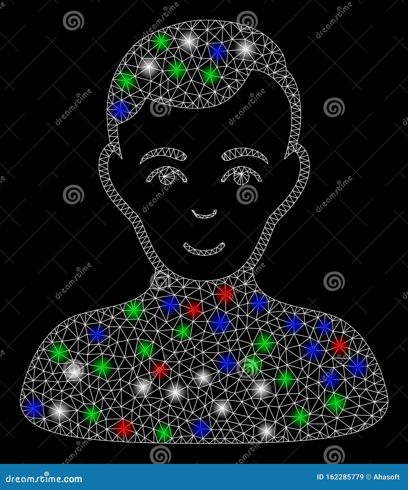 Bright Mesh 2D Boy with Flare Spots Stock Vector - Illustration of ...