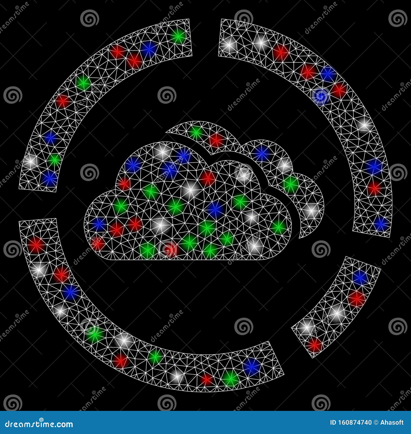 Bright Mesh 2D Cloud Diagrams with Light Spots Stock Vector ...