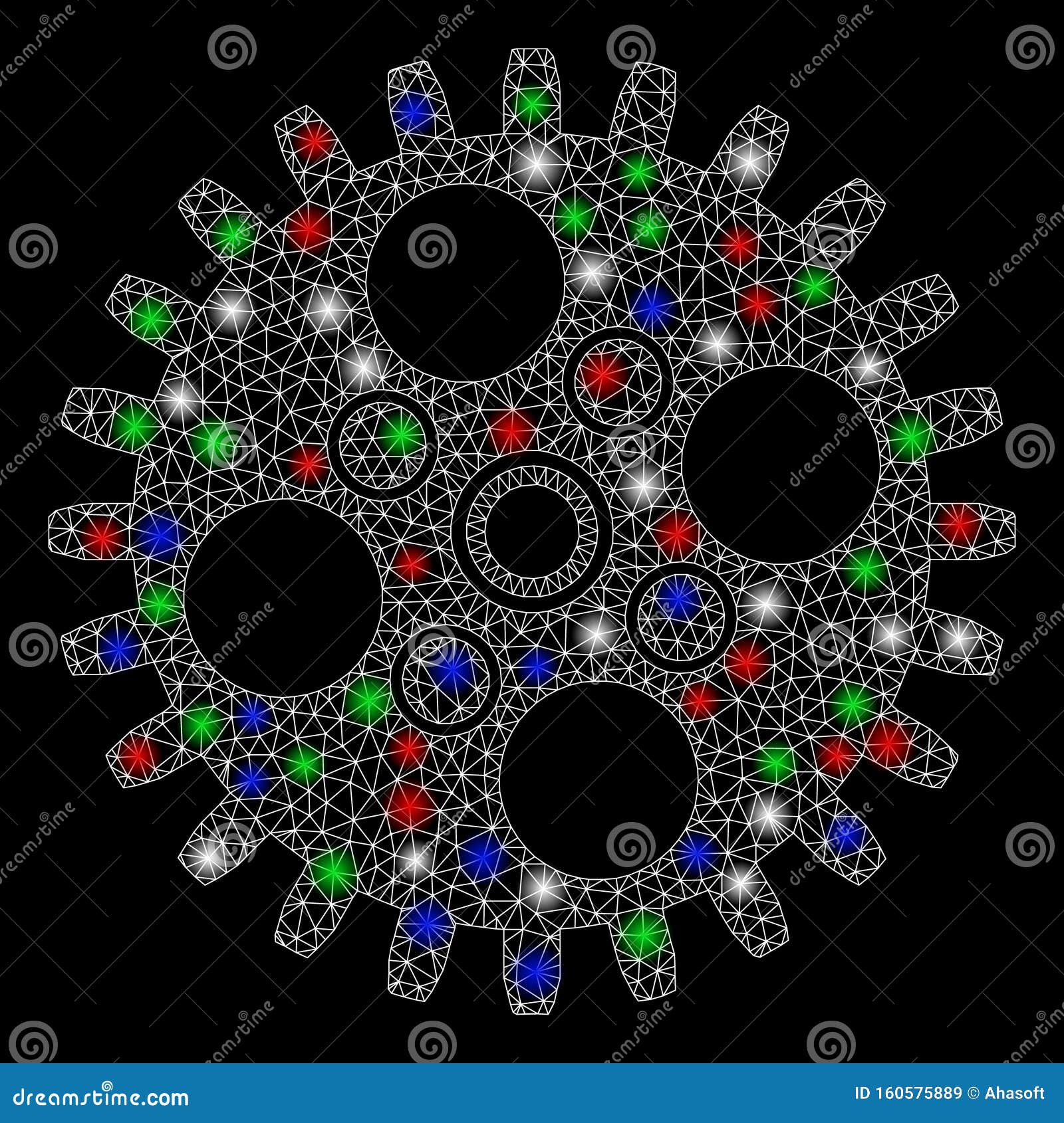 Bright Mesh 2D Cogwheel with Light Spots Stock Vector - Illustration of ...