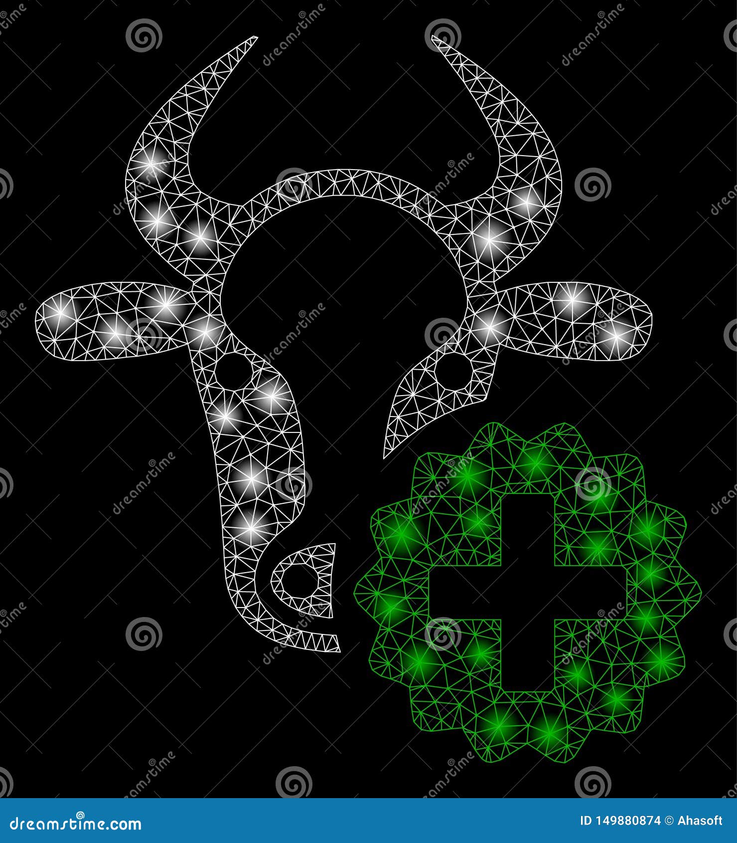 Bright Mesh 2D Cow Create with Flash Spots Stock Vector - Illustration ...