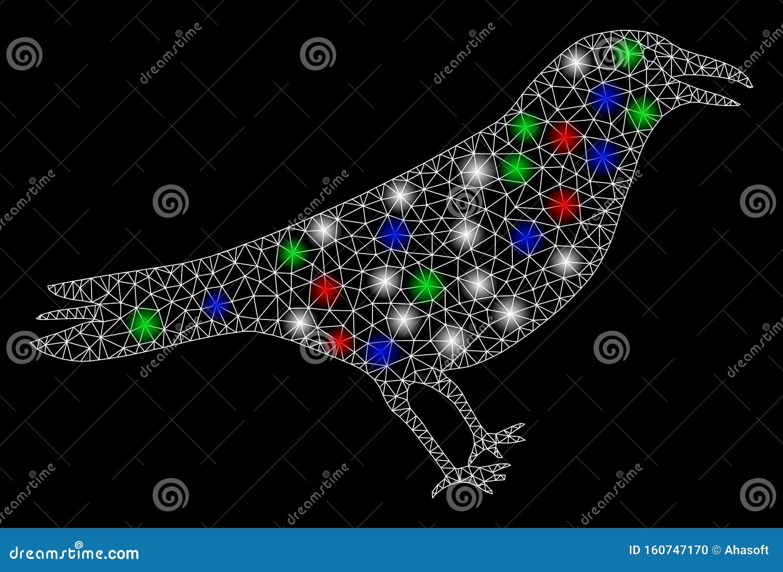 Bright Mesh 2D Crow with Flash Spots Stock Vector - Illustration of ...