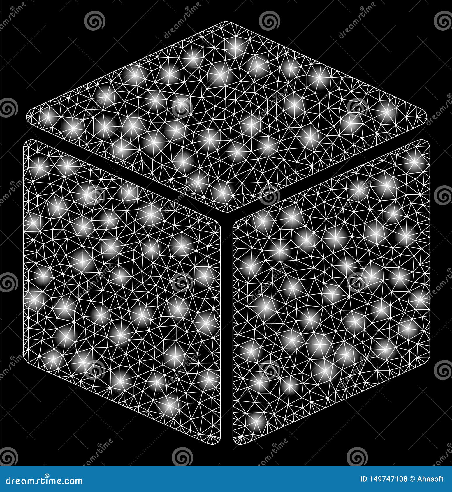 Bright Mesh 2D Cube with Flash Spots Stock Vector - Illustration of ...