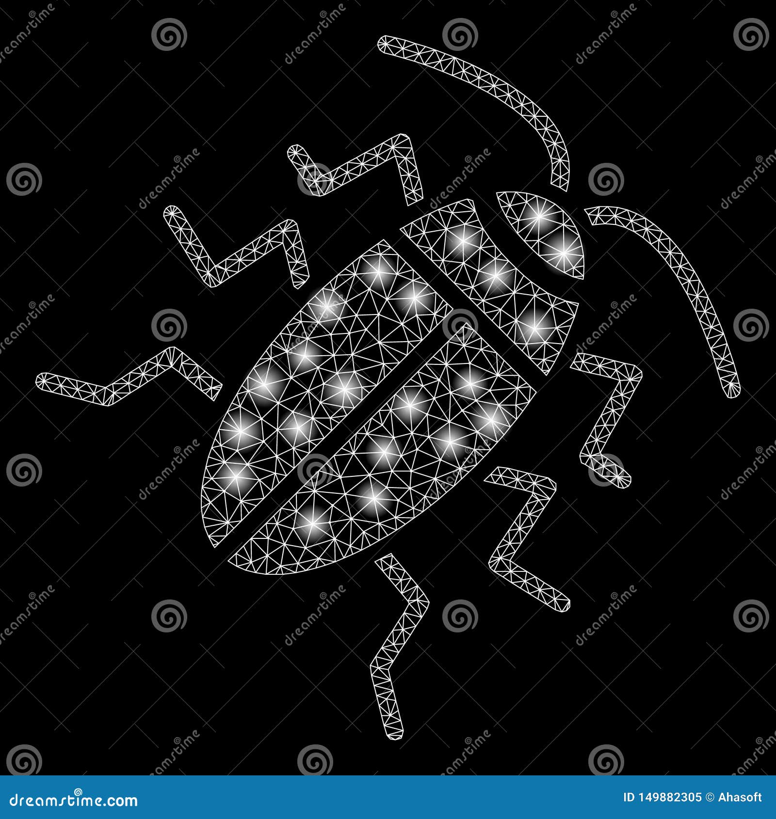 Bright Mesh 2D Cucaracha With Flash Spots Cartoon Vector ...