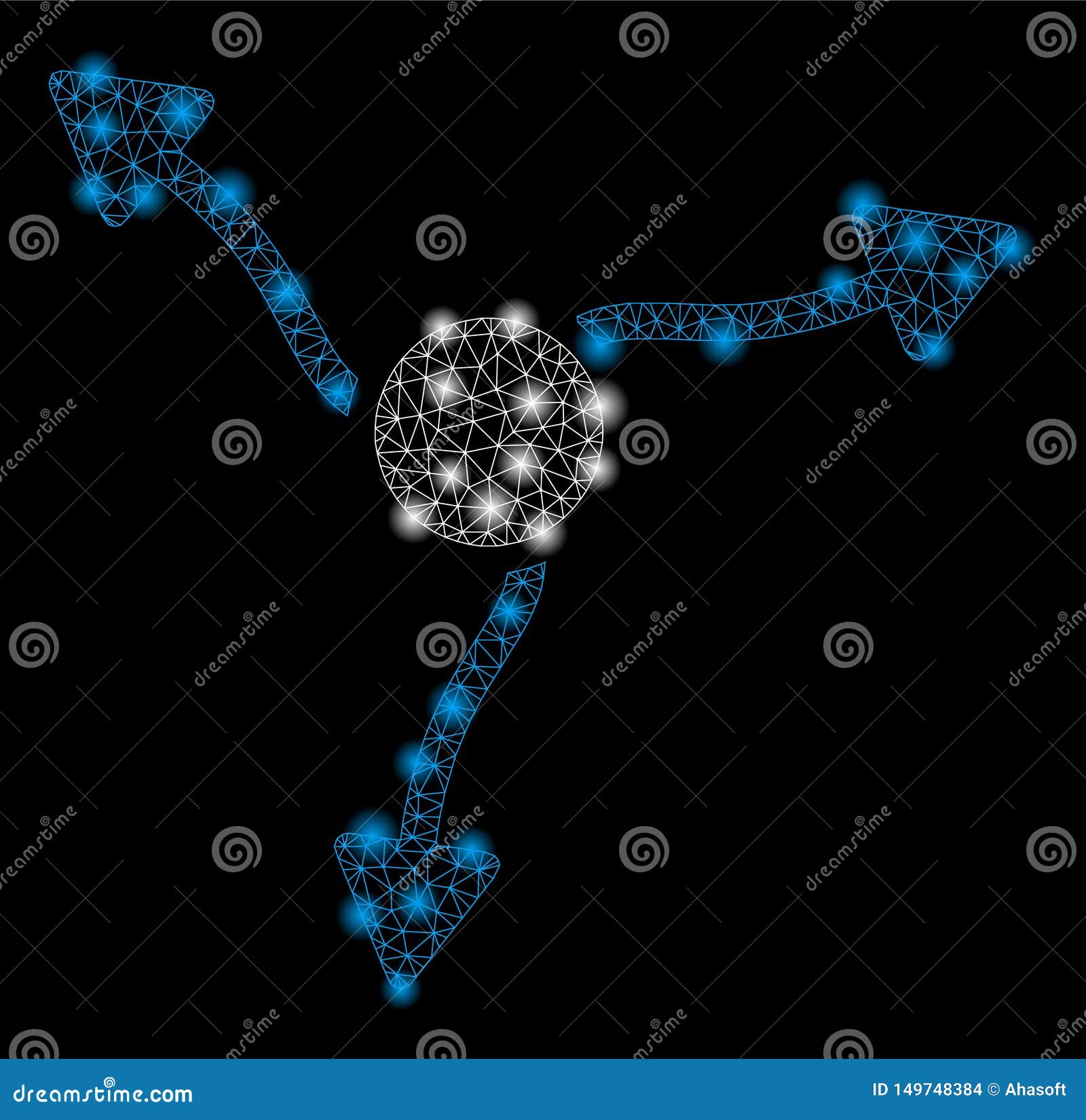 Bright Mesh 2D Curve Arrows with Flash Spots Stock Vector ...
