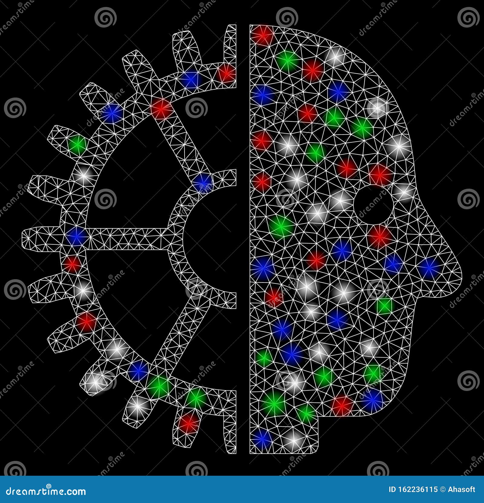 Bright Mesh 2D Cyborg Head with Light Spots Stock Vector - Illustration ...