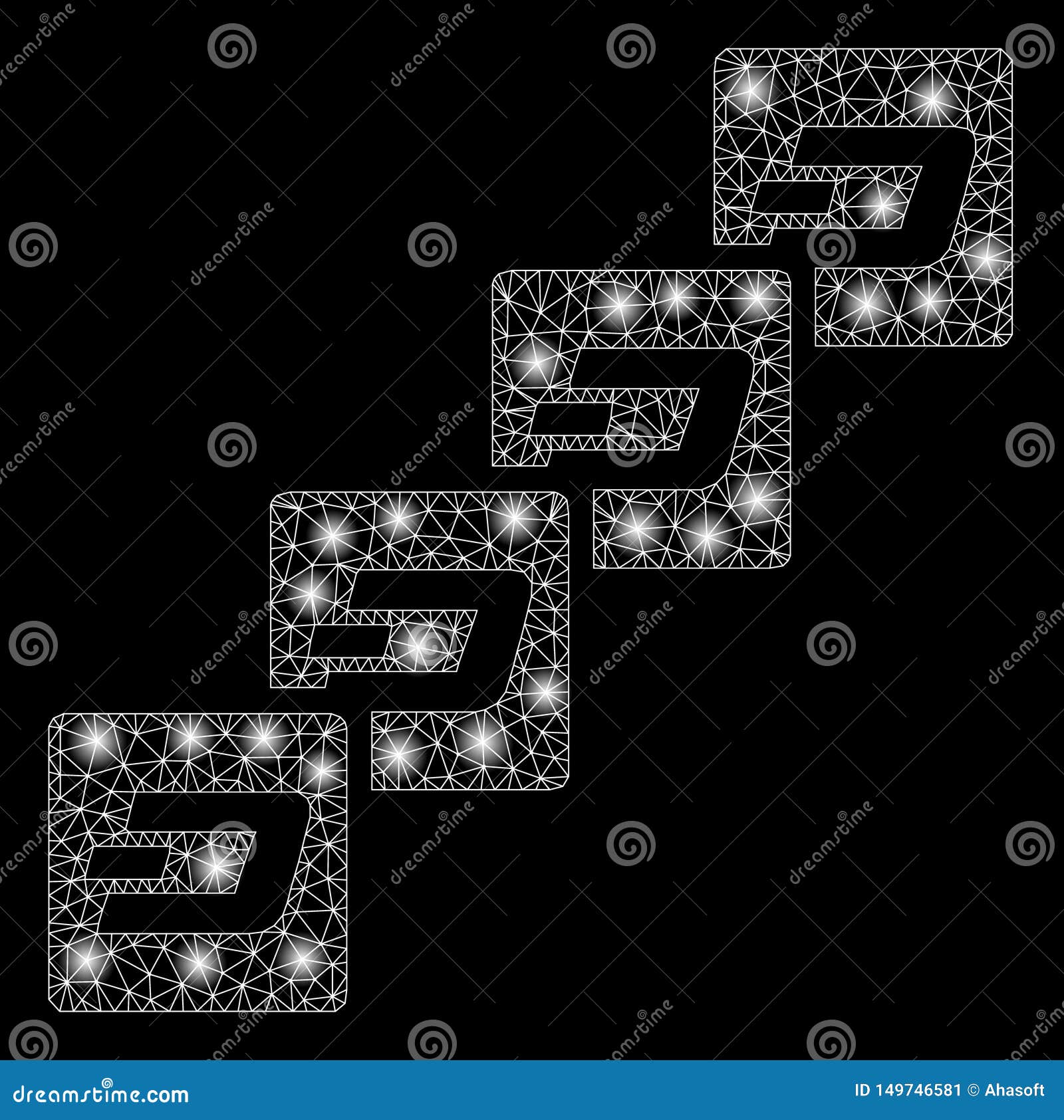 Bright Mesh 2D Dash Block Chain with Flash Spots Stock Vector ...