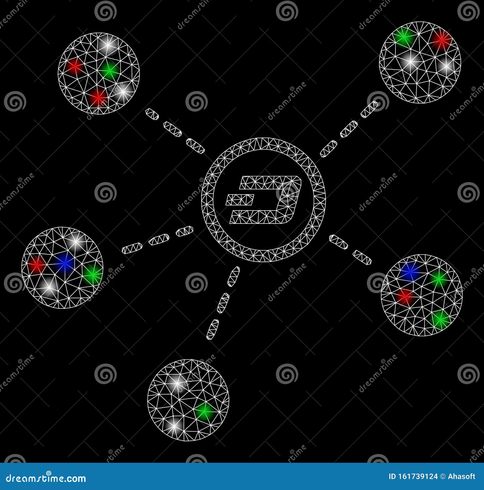 Bright Mesh 2D Dash Connections with Flash Spots Stock Vector ...